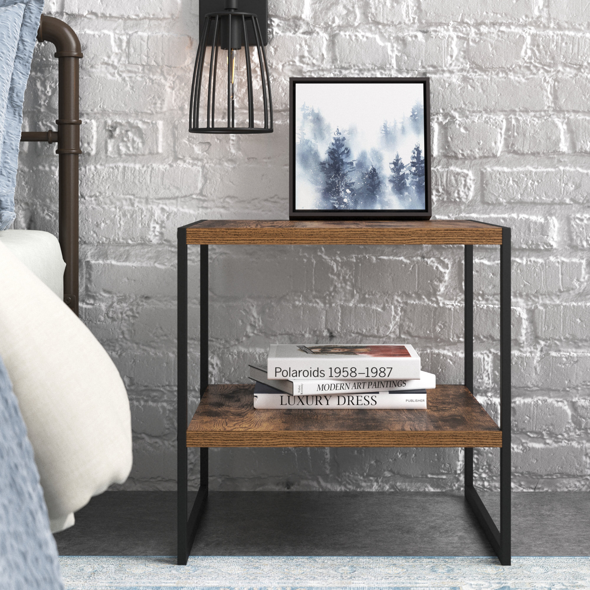 Steelside™ Lon 19.7"H Stainless Steel Nightstand With 2 Open Shelves ...