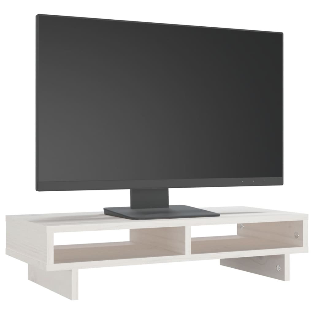 vidaXL Monitor Stand White 23.6x10.6x5.5" Solid Wood Pine | Wayfair