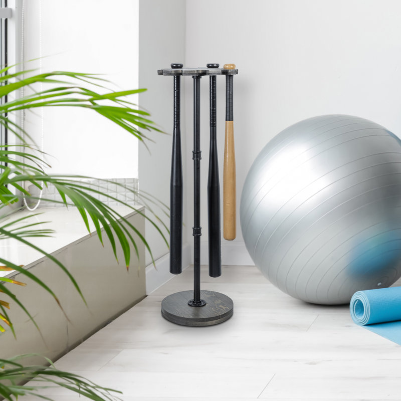 17 Stories Freestanding Baseball Bat Display Rack With Pipe Stand | Wayfair