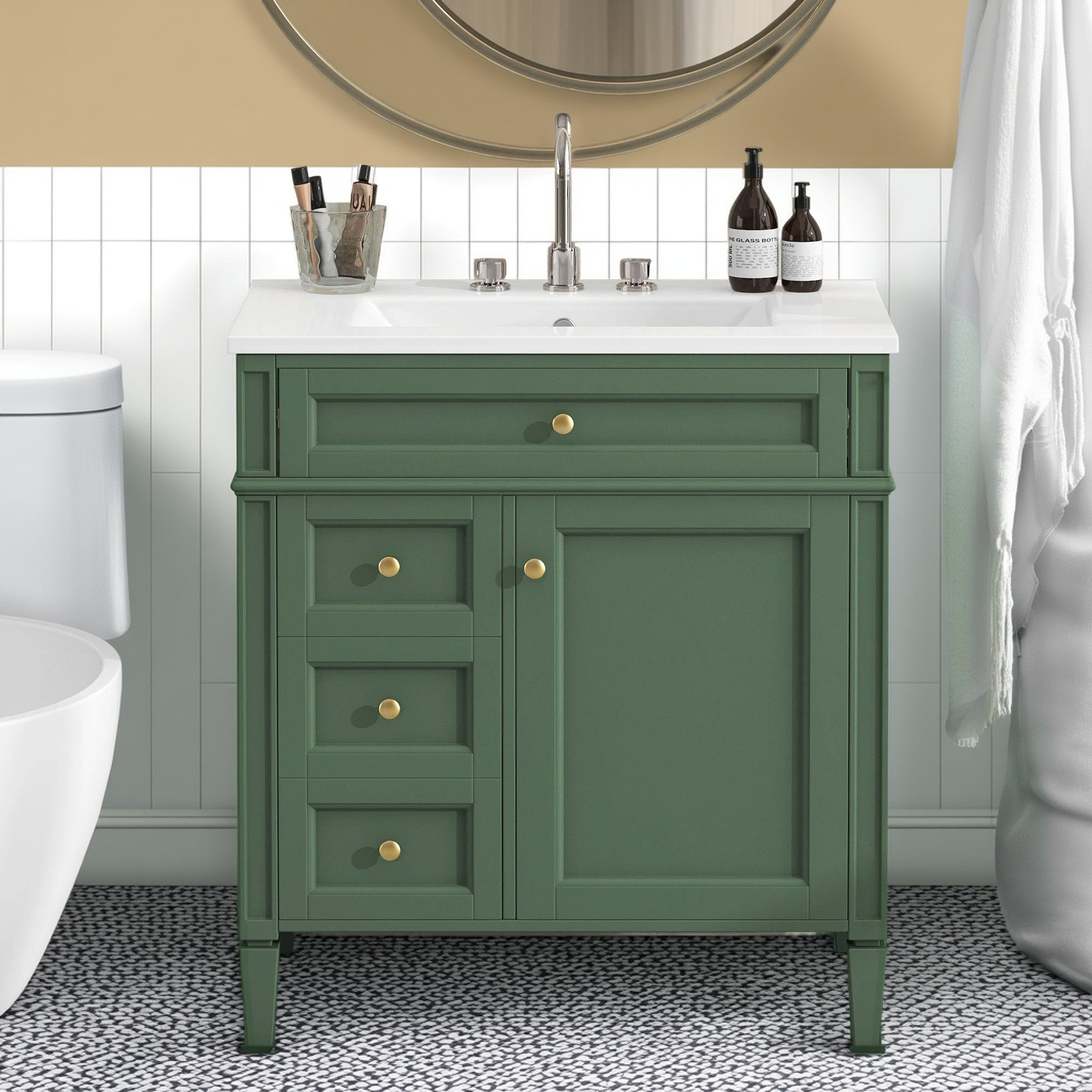 Ebern Designs 30" Modern Bathroom Vanity With Single Overhead Sink And ...