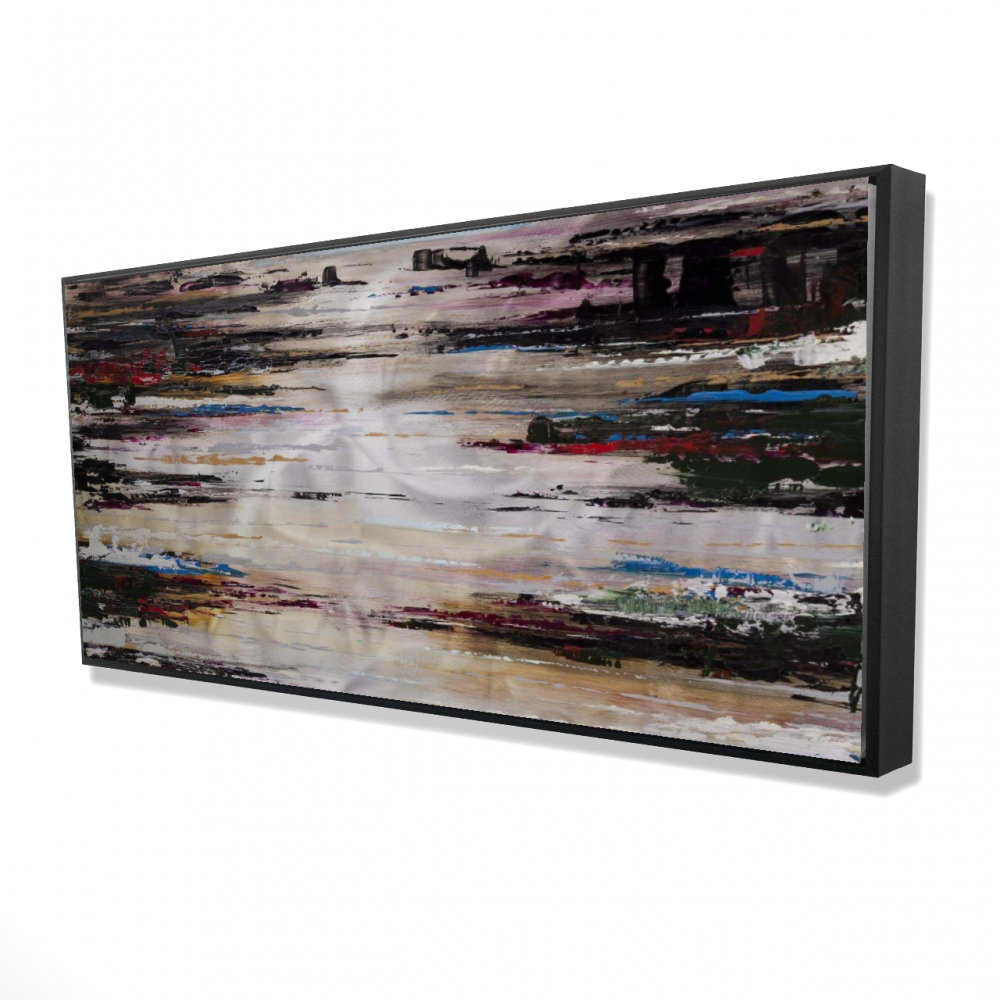 Orren Ellis Abstract runny paint - 24"x48" Framed canvas | Wayfair