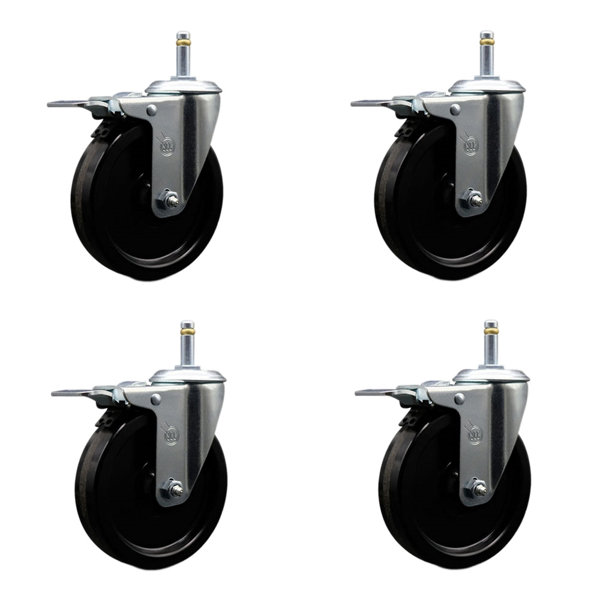 Service Caster Swivel Grip Ring Stem Caster with Total Lock Brake | Wayfair