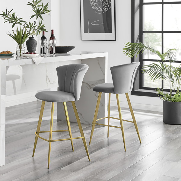 Bless international Juno Luxury Velvet Breakfast Bar Stool & Reviews ...