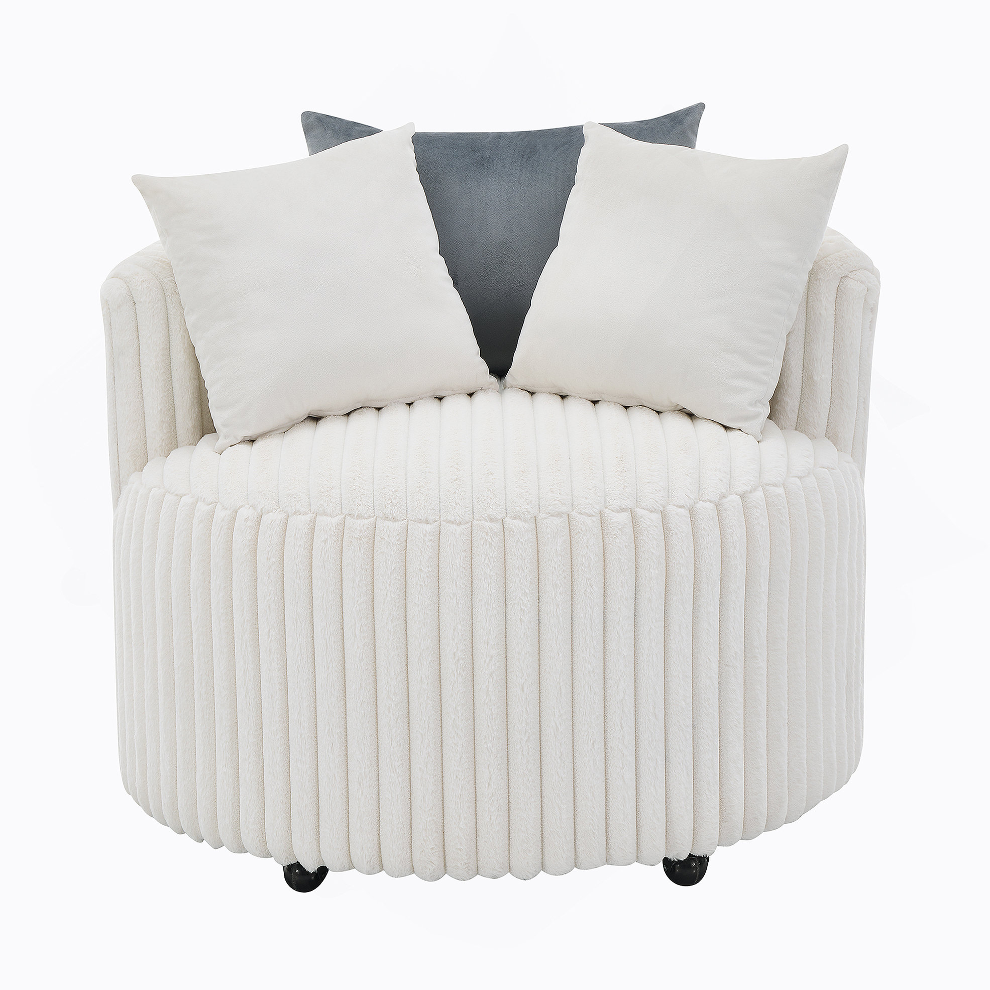 Latitude Run® Plush Wide Wale Corduroy Upholstered Barrel Accent Chair ...