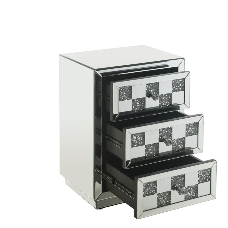 Mercer41 Noralie Mirrored and Faux Diamonds Accent Table | Wayfair