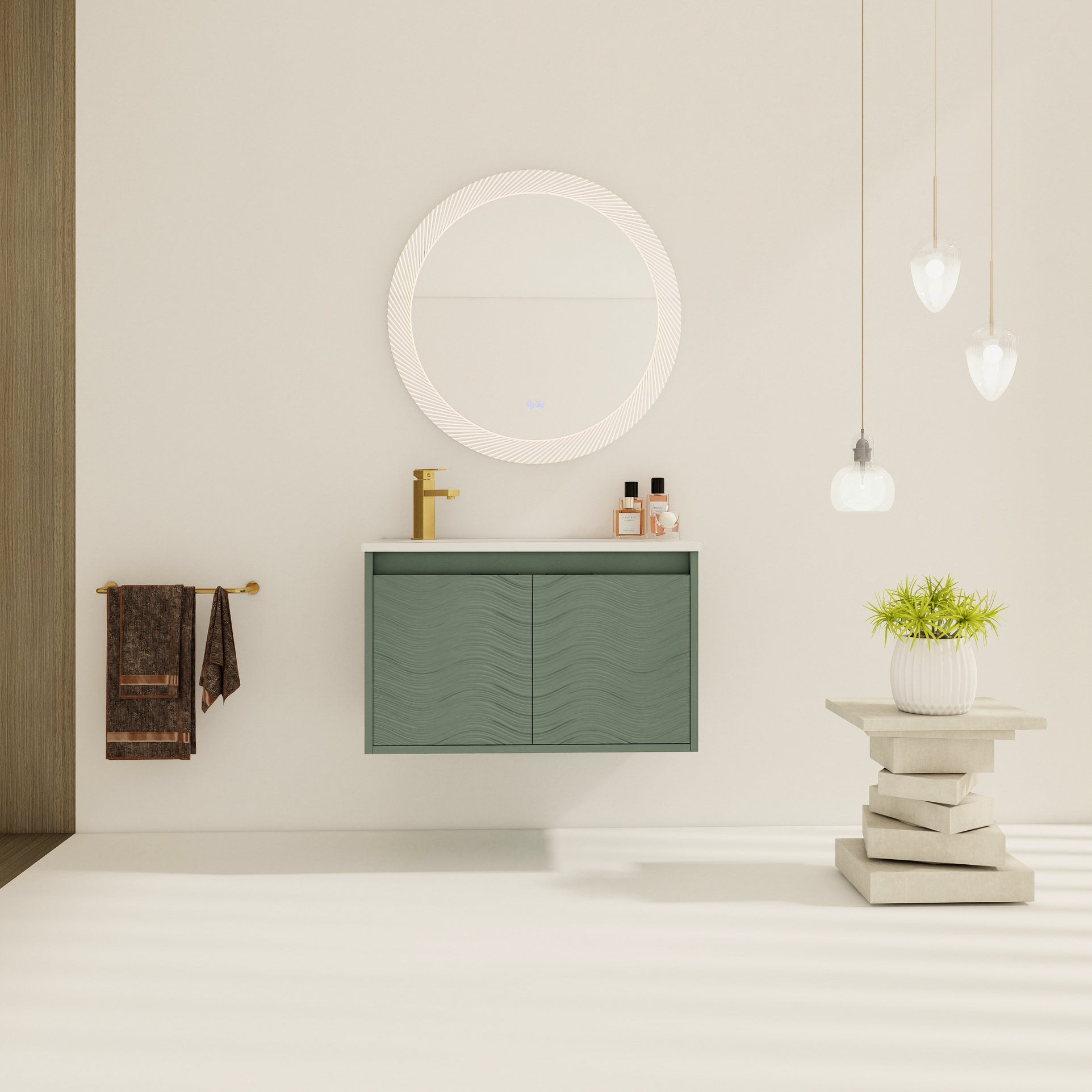 Hokku Designs Modern Wall Mounted Bathroom Sink Vanity, 30 Inch, Soft ...