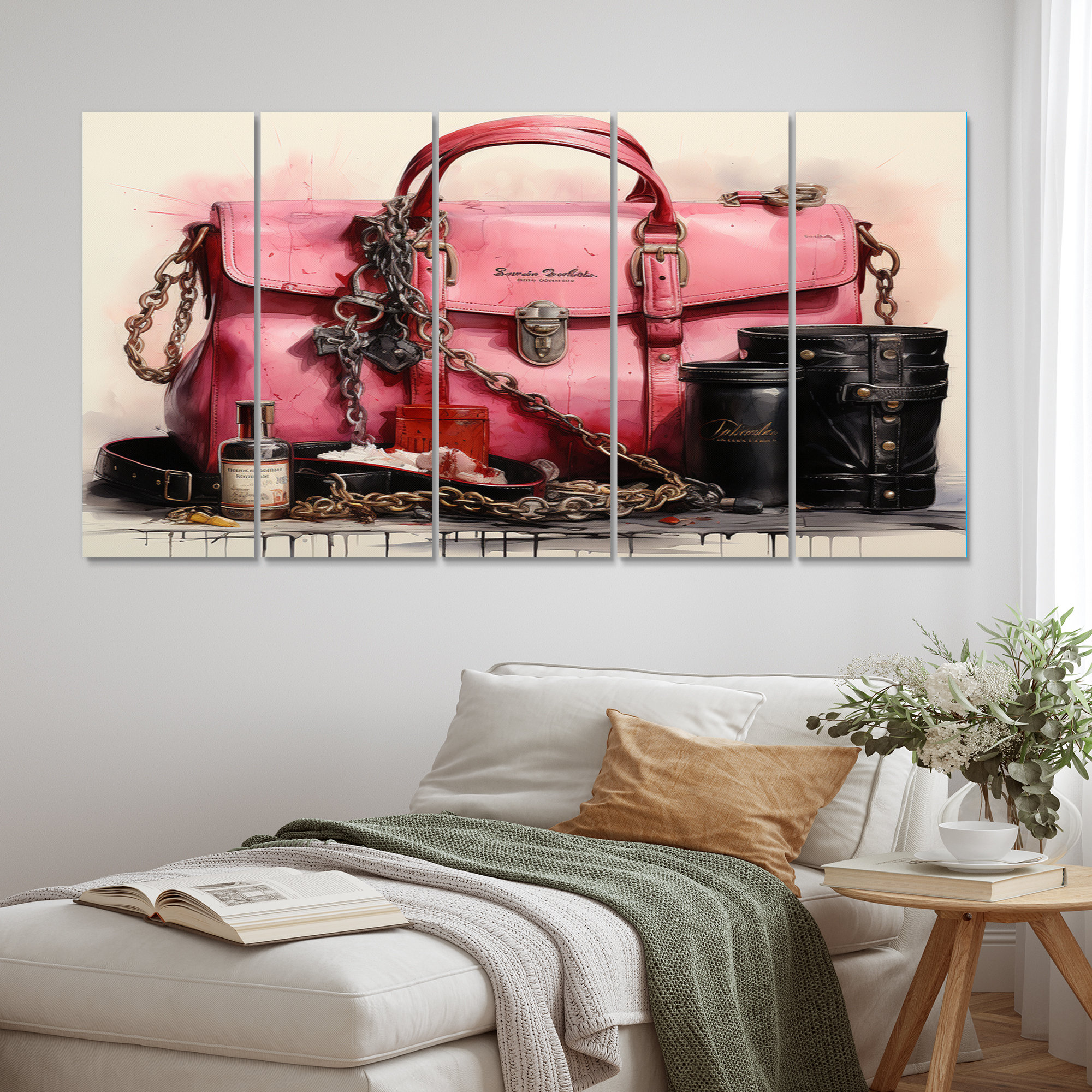 Design Art Pink Designer Bags Glamour III - Fashion Metal Wall Art Set ...