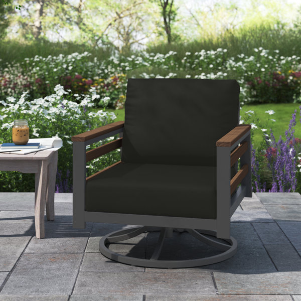 Birch Lane™ Townsend Metal Outdoor Swivel Rocking Chair with Sunbrella ...