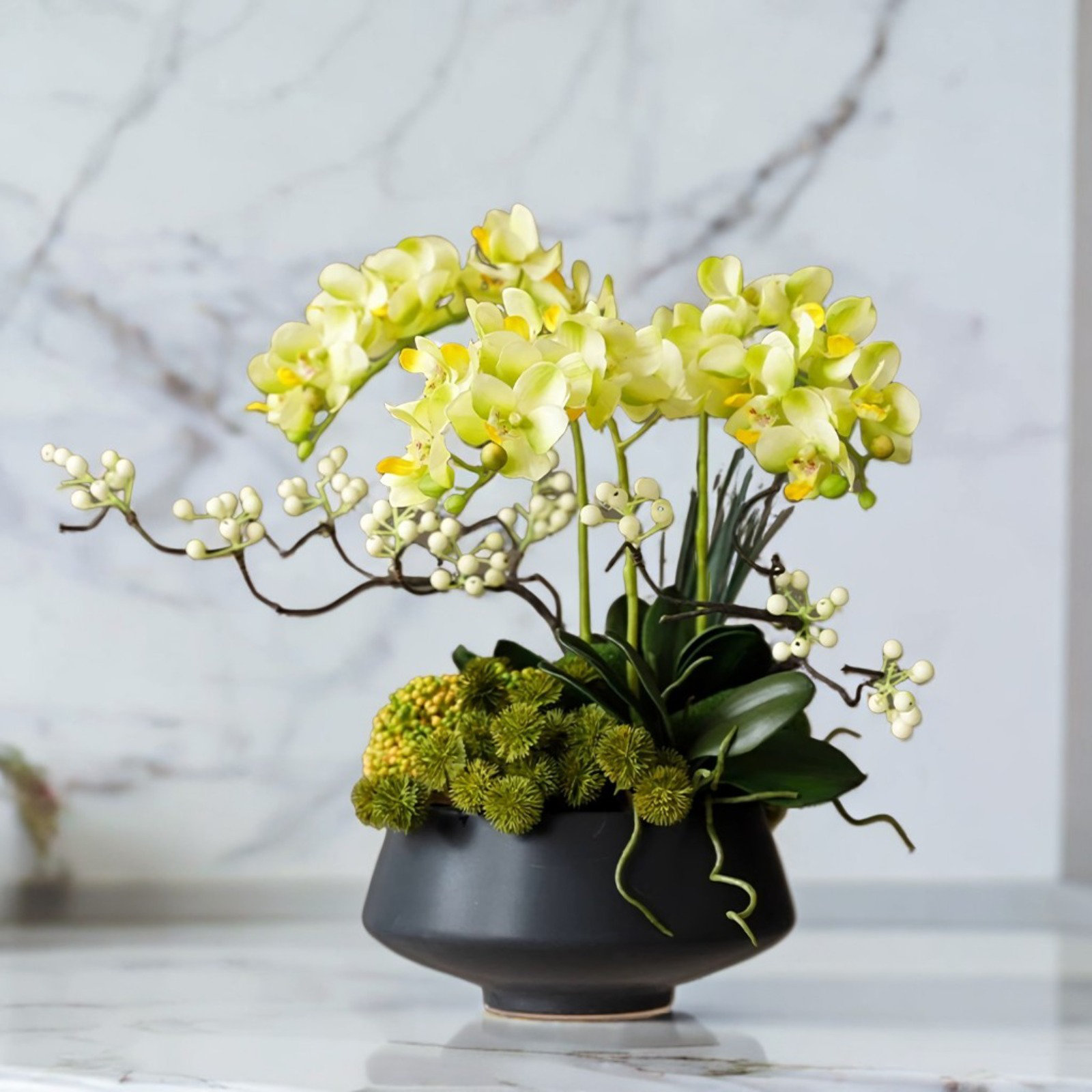 Padise Epoch Simulated Floral Ceramic Basin, Fake Floral Decoration ...