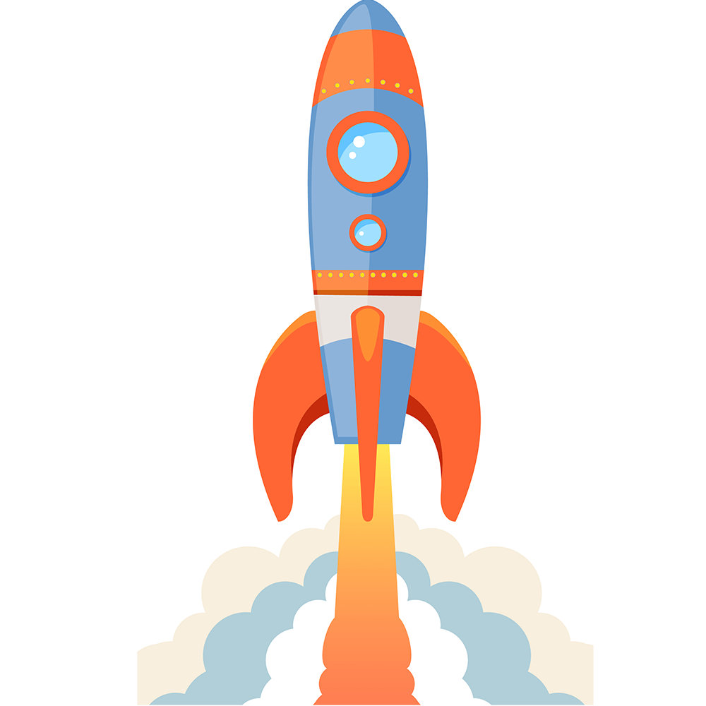 Wet Paint Printing Vintage Retro Red Blue Rocket Ship Blasting Off ...