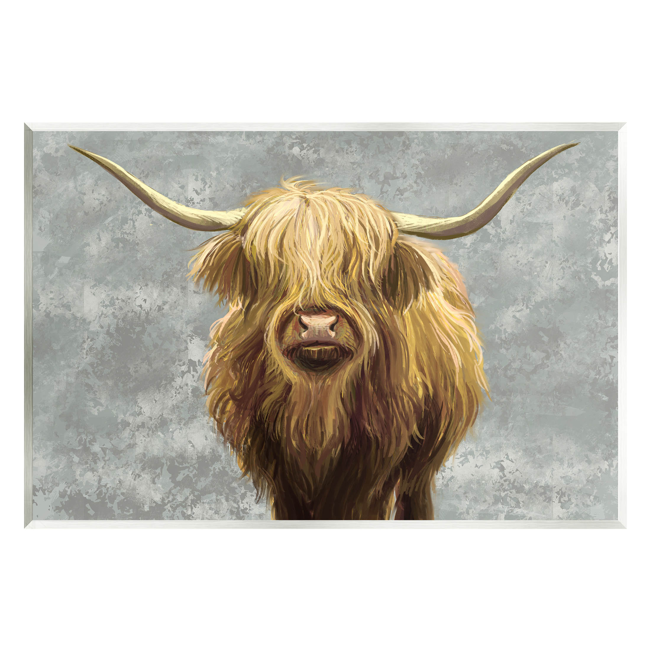 Stupell Industries Distressed Patterned Highland Cattle Wall Plaque Art ...