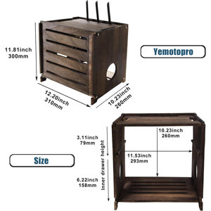 yitesiUSA Wifi Box Charcoal Retro Wood Router Box And Modem Storage Box ...