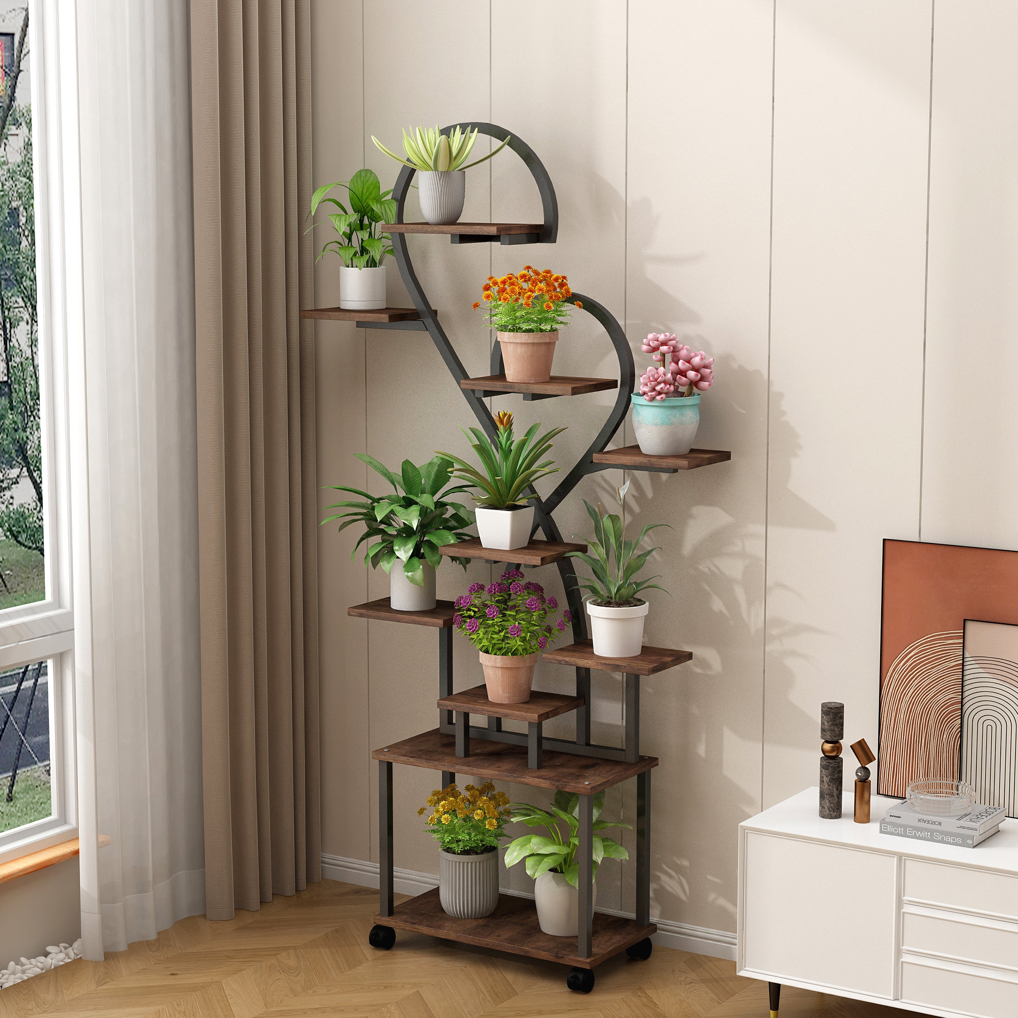 Rebrilliant Heart Shape Plant Stand Indoor With Grow Lights, Tiered ...