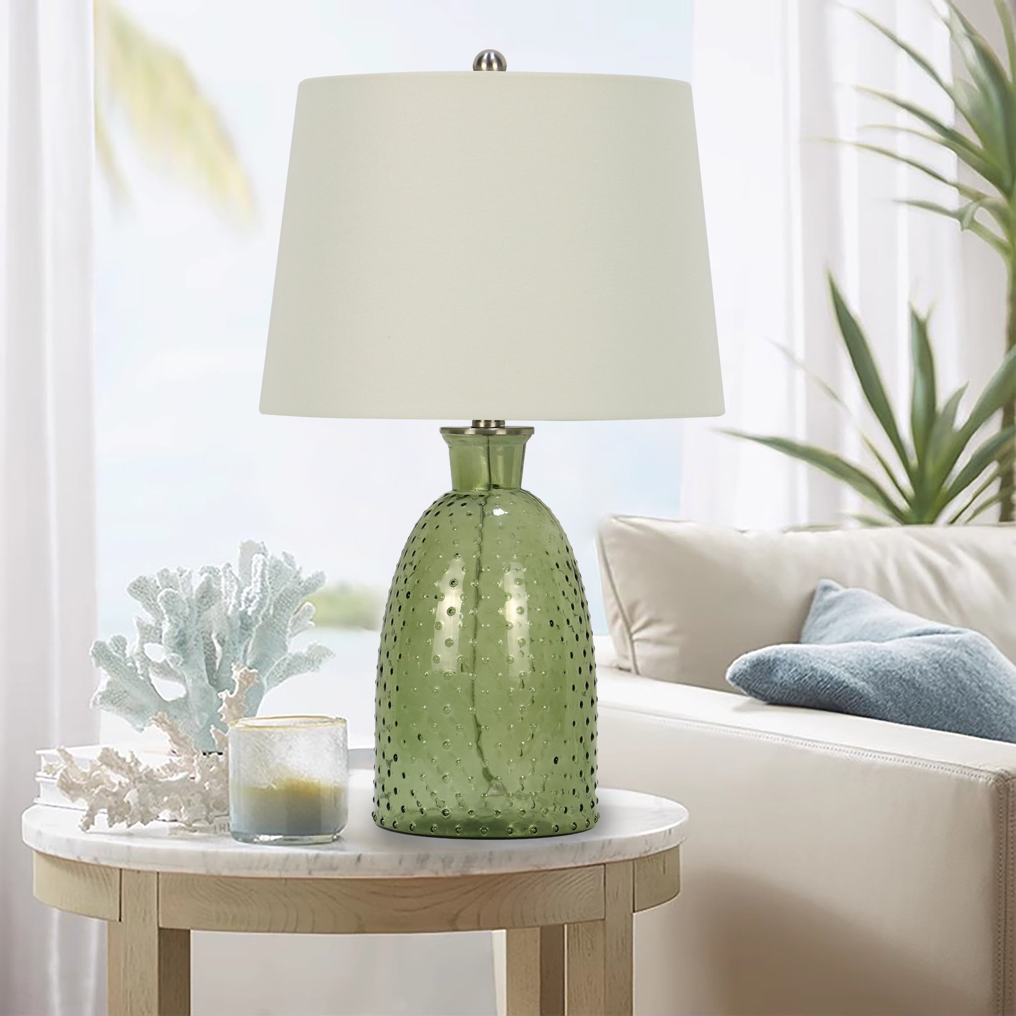 Latitude Run® Hobnail Design Glass Table Lamp | Wayfair