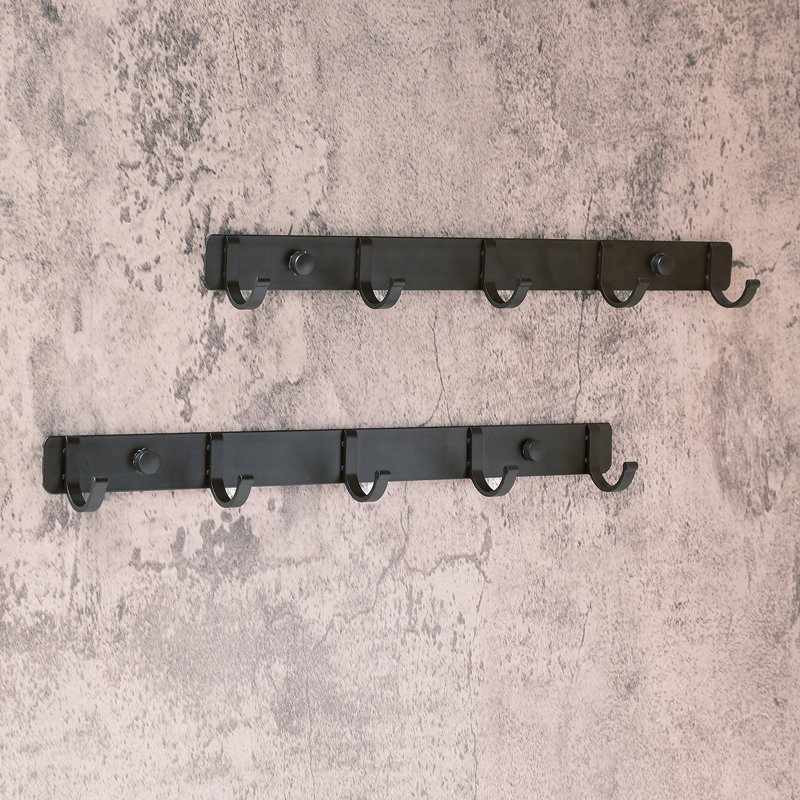 17 Stories Serifos Steel 10-Hook Wall Mounted Coat Rack in Black ...
