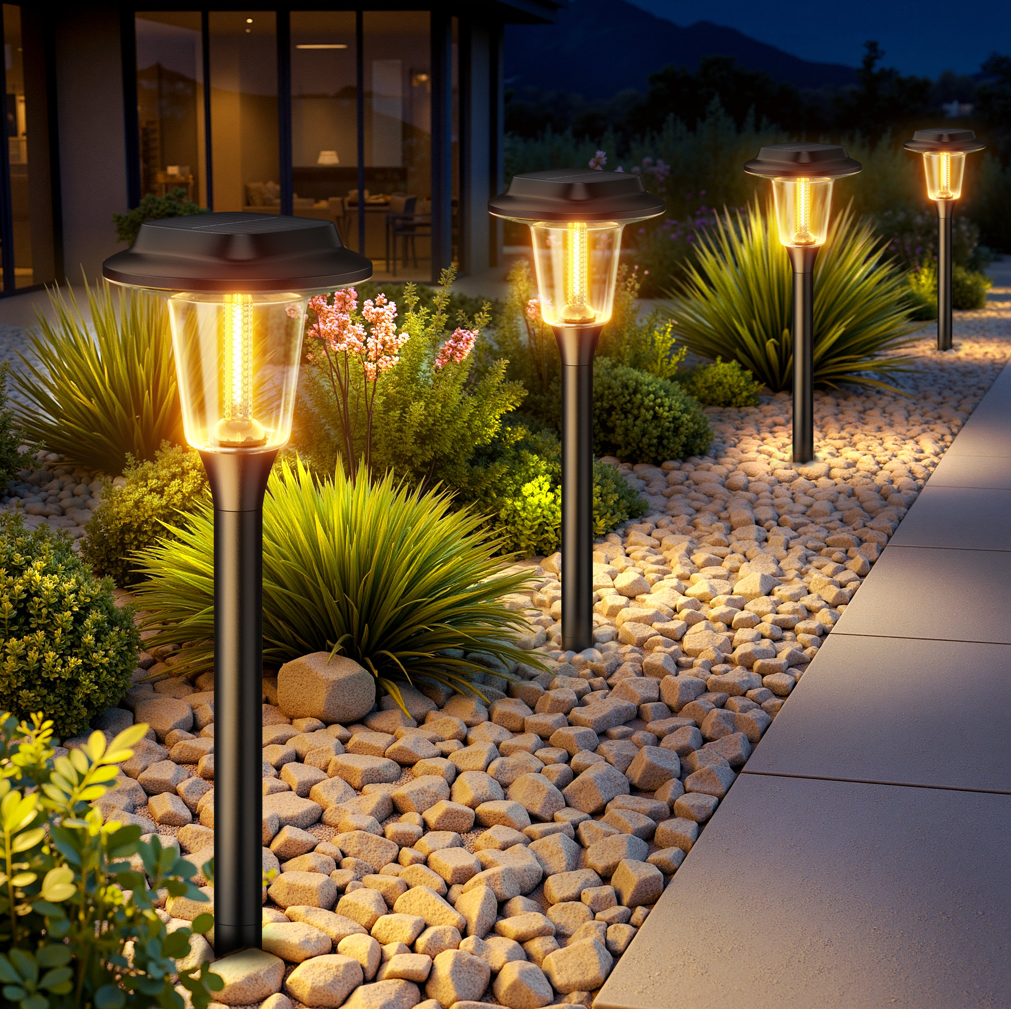 KOOPER Solar Pathway Lights Outdoor, Modern Brighter Solar Powered ...