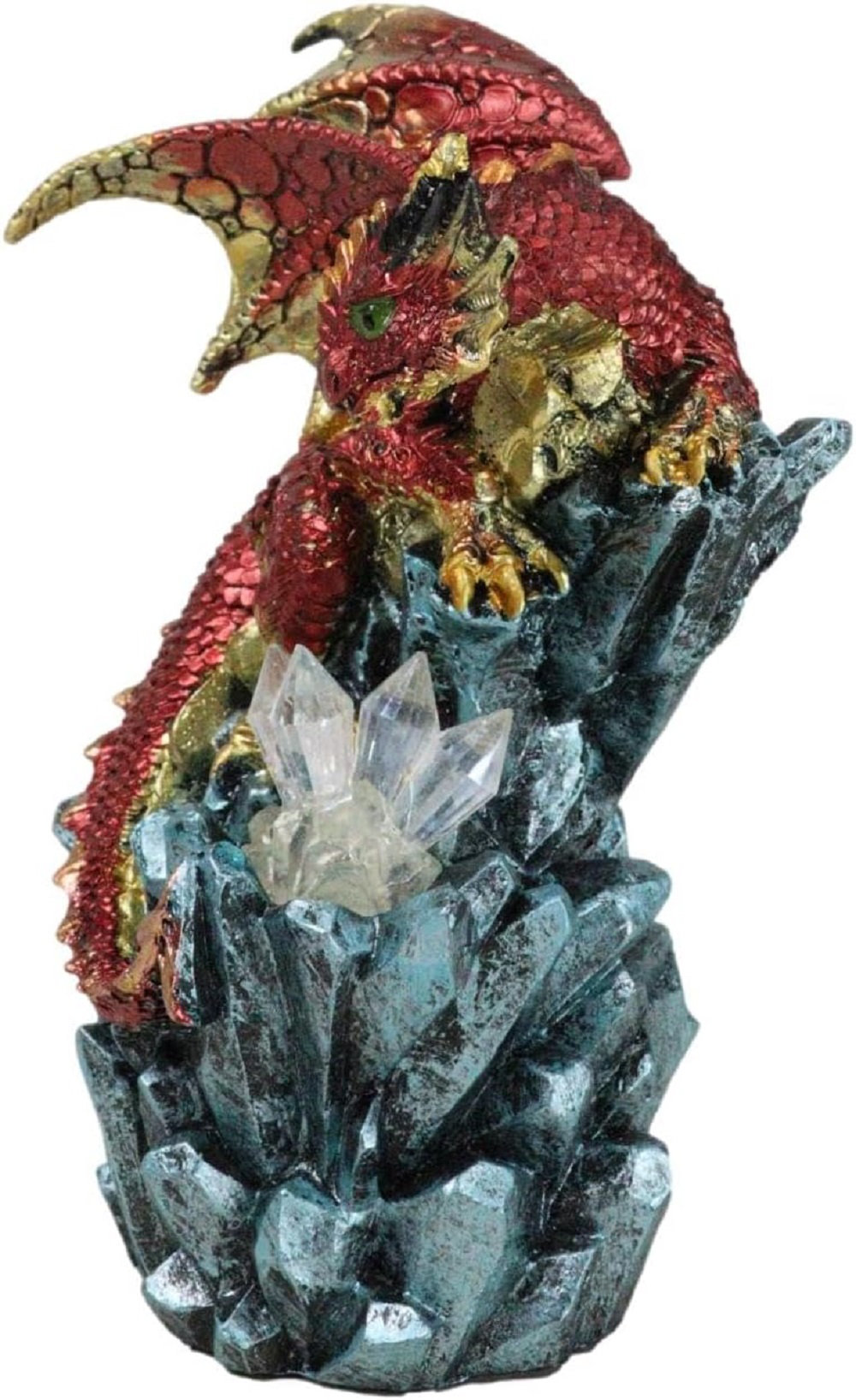 Trinx Fantasy Geode Dragon Perching On Crystal Rock Cavern Small ...