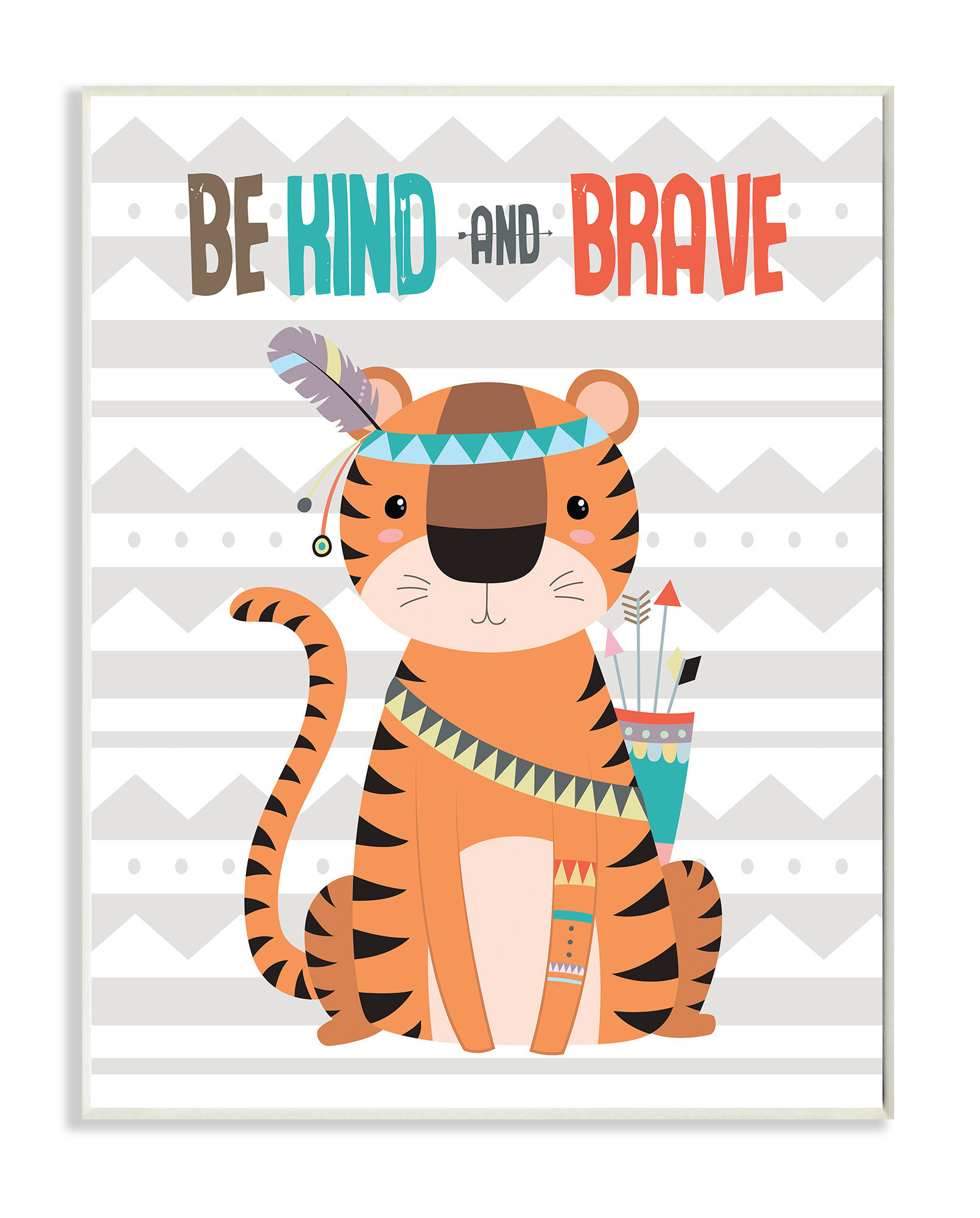 Stupell Industries Be Kind and Brave Boho Tribal Tiger Wall Plaque ...
