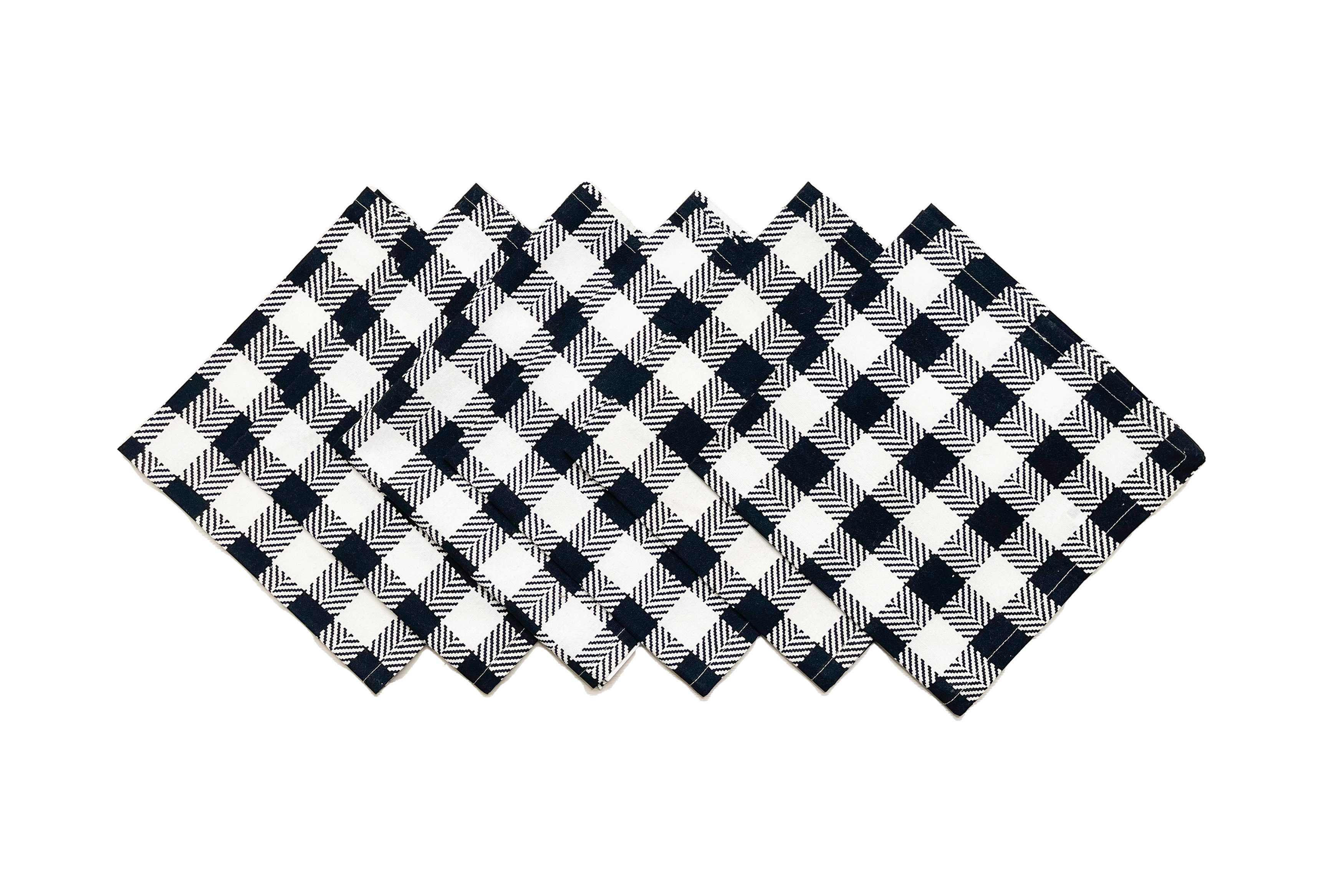 Gracie Oaks HERRINGBONE CHECKS NAPKIN SET O F 6 | Wayfair