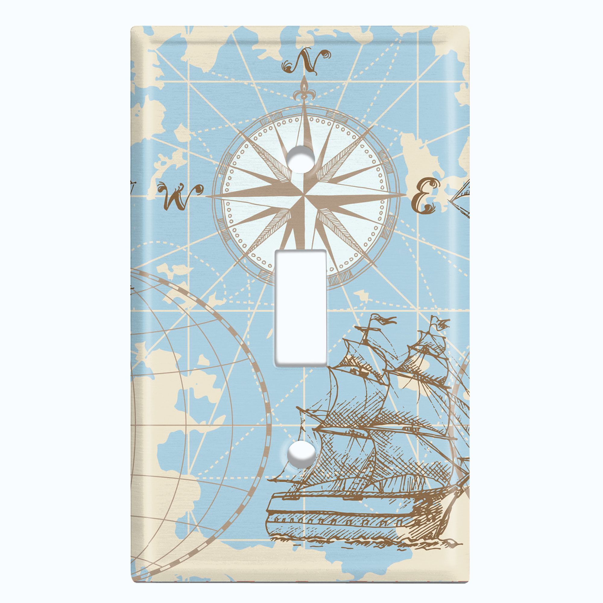 WorldAcc Metal Light Switch Plate Outlet Cover (World Sea Ship Globe ...