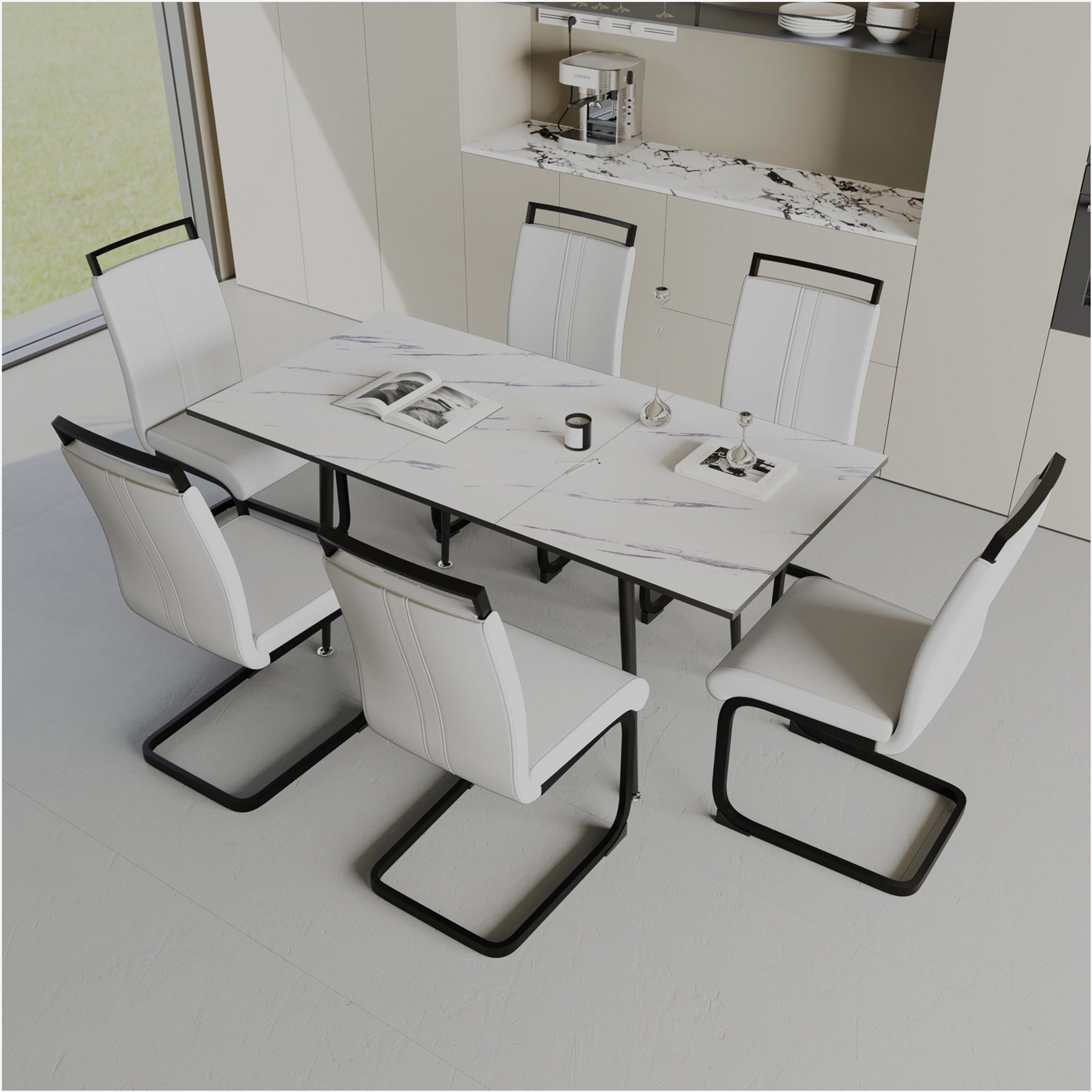 Corrigan Studio 47"-63" expandable dining table set for 2-6 people ...