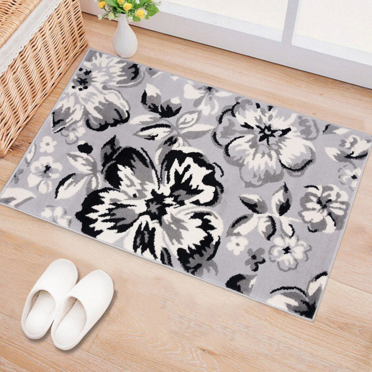 Winston Porter Rooshi Gray/Silver/Black Area Rug & Reviews | Wayfair