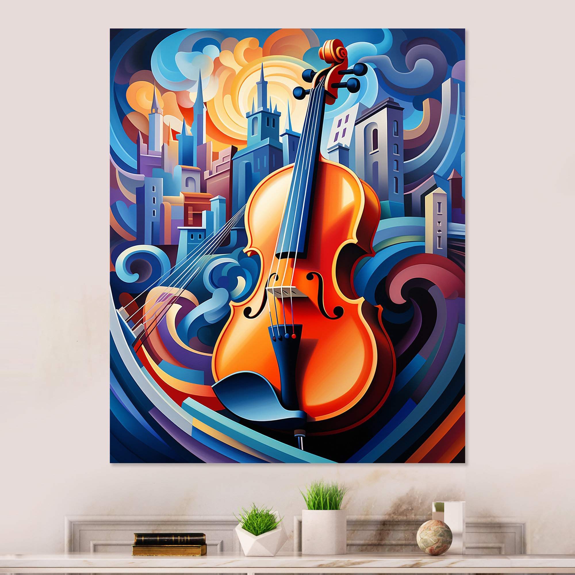 Lark Manor™ Elegant Violin Music Harmony II - Music Metal Wall Art ...