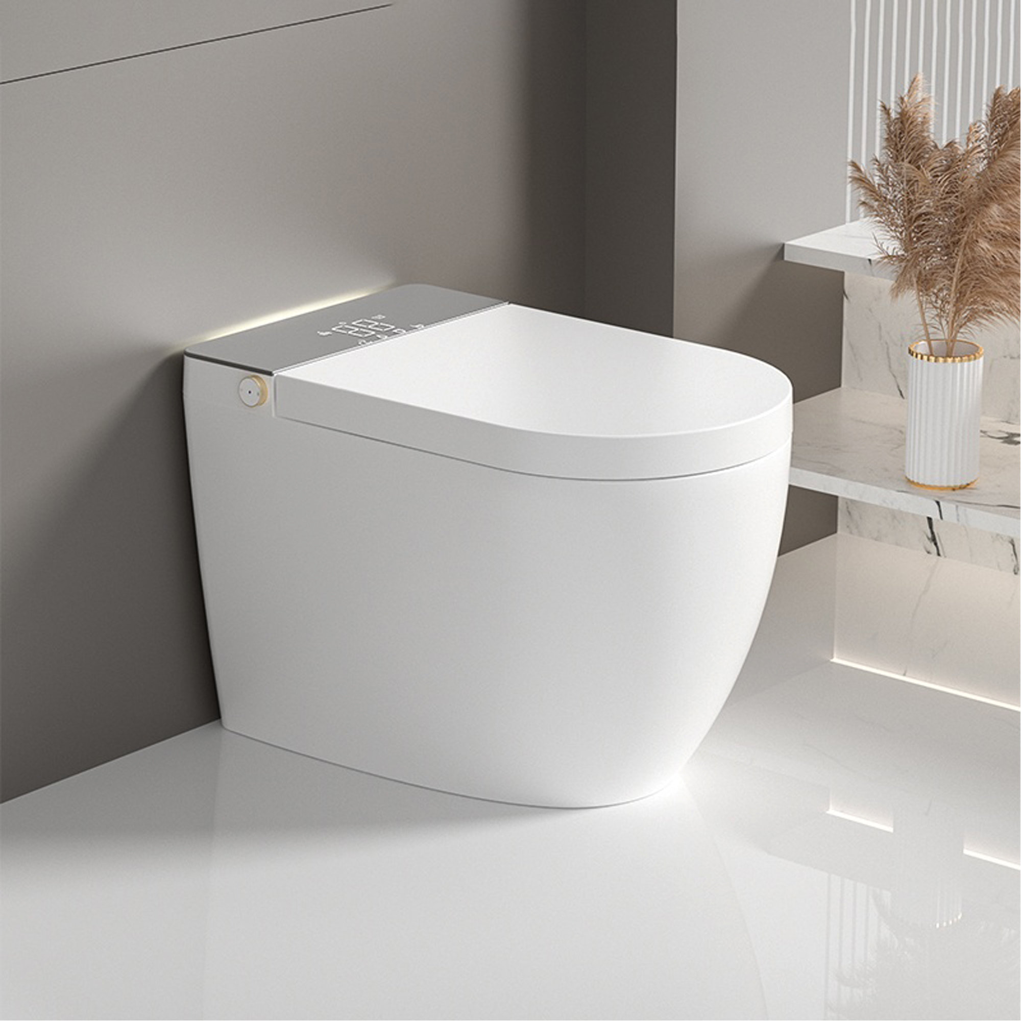 YUESHENGKEJI Modern Integrated Smart Toilet, Auto Open/Close Lid ...