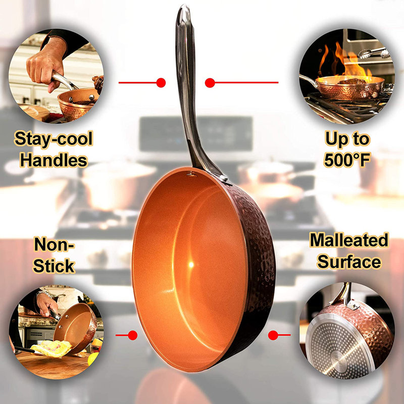 Gotham Steel Hammered Copper 9.5'' Nonstick Fry Pan with Stay Cool ...