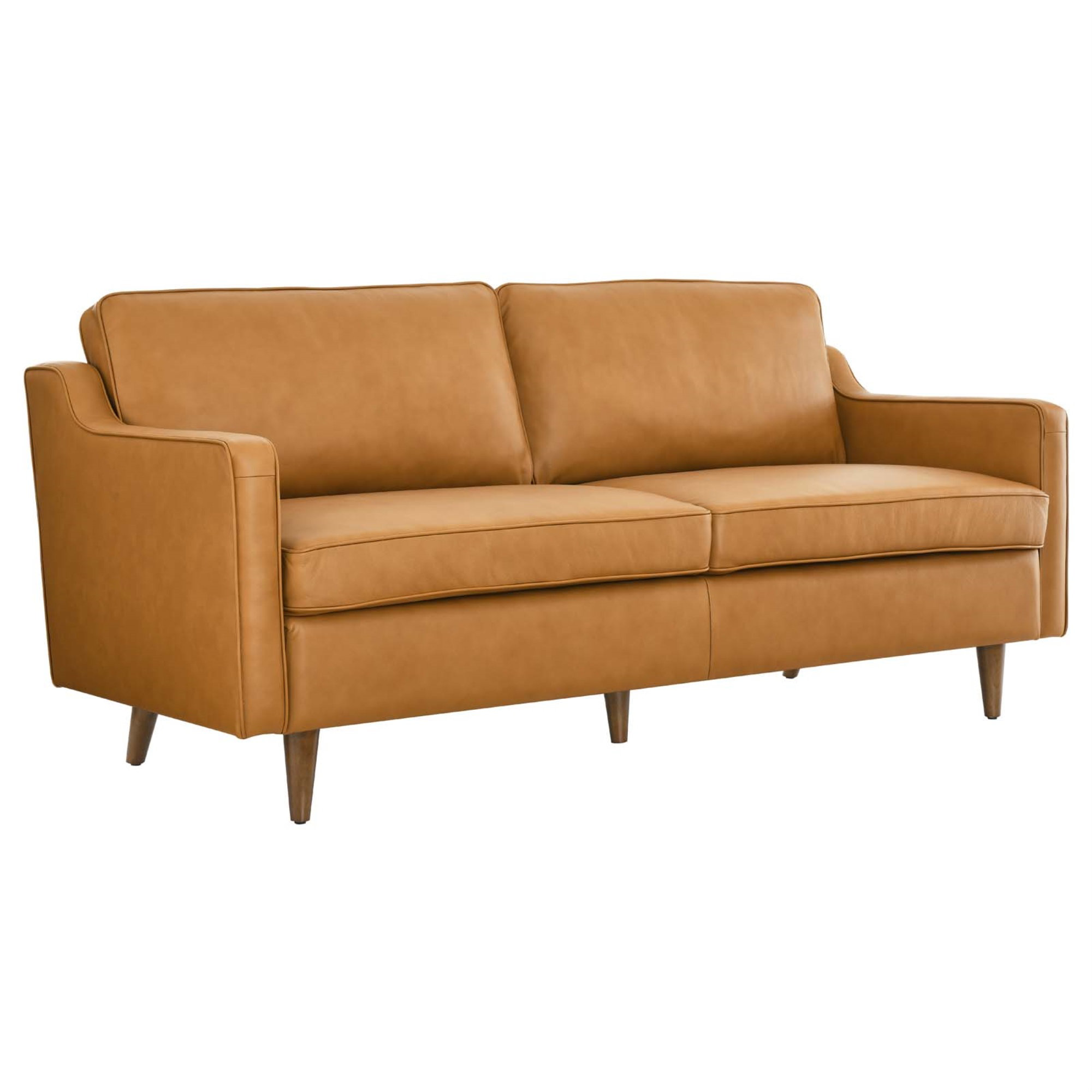Modway Impart Mid-century Modern Top-grain Leather Sofa & Reviews ...