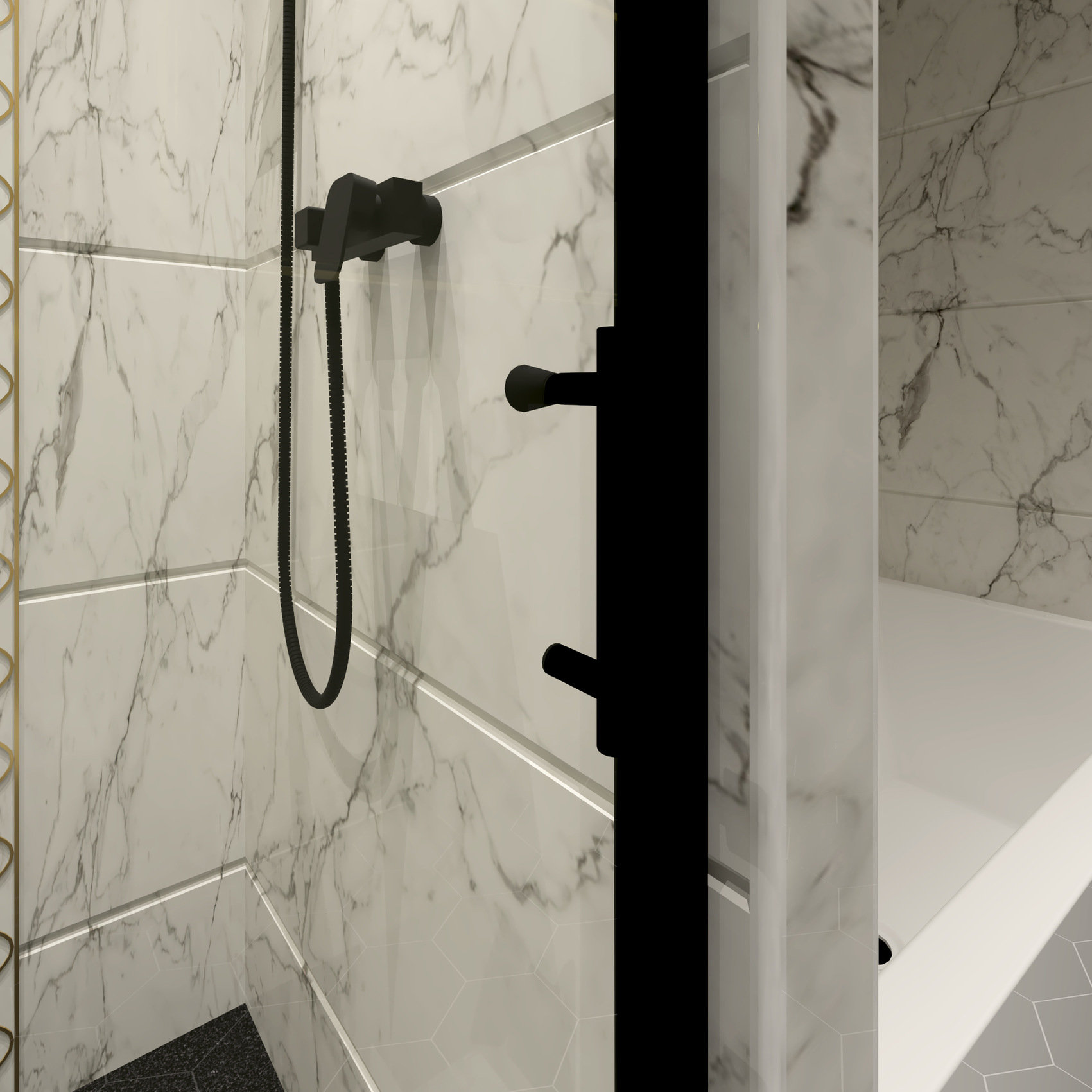 Banior Aluminium Top Track Shower Cube, 304 Stainless Steel Handle ...