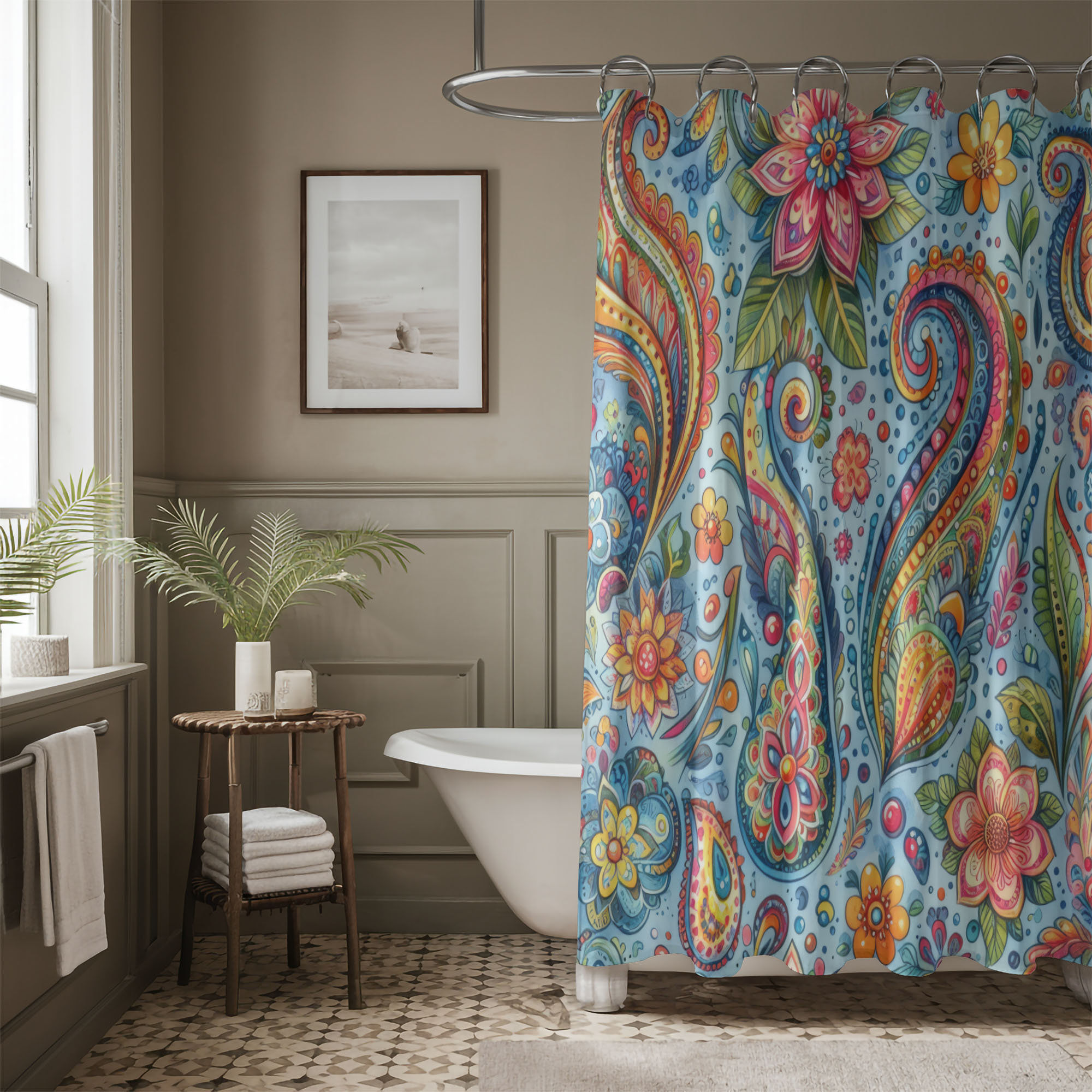 East Urban Home Bold Preppy Swirls - 1 Piece Standard Shower Curtain ...