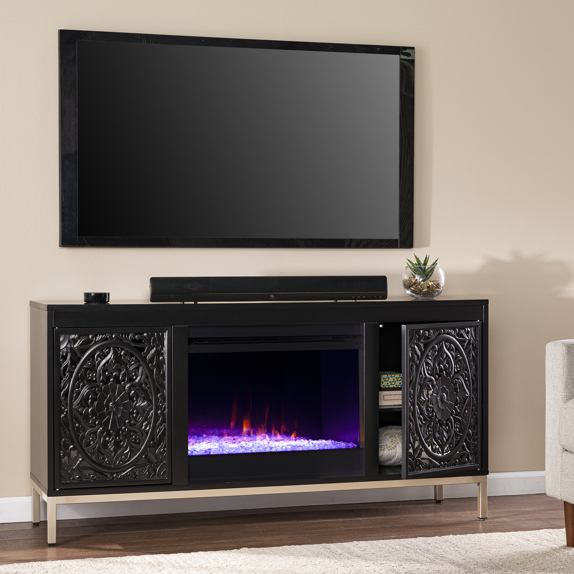 Darby Home Co Rohoman Winsterly Color Changing Fireplace Console with ...