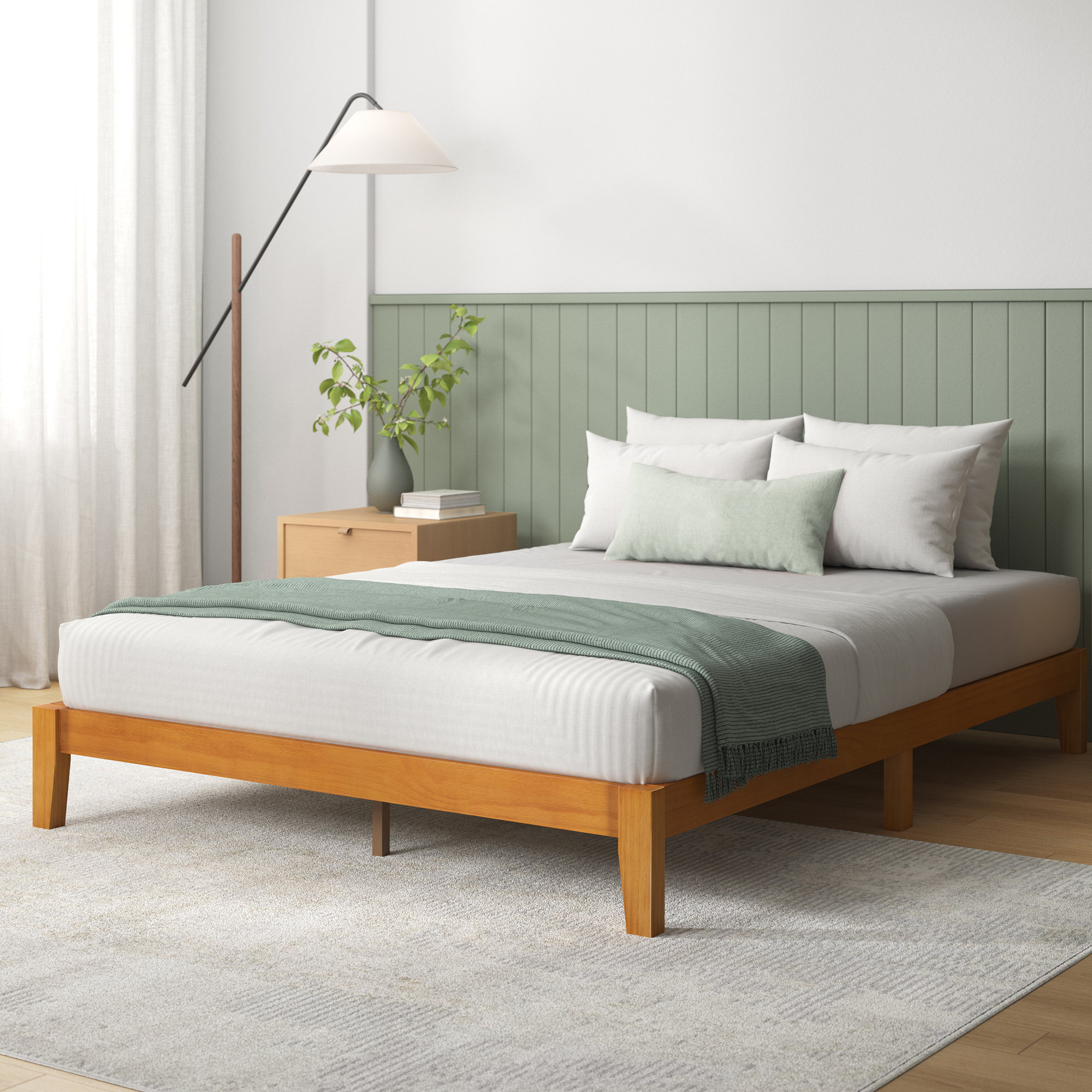 Hykkon Mirabella Deluxe Platform Solid Wood Bed Frame & Reviews ...
