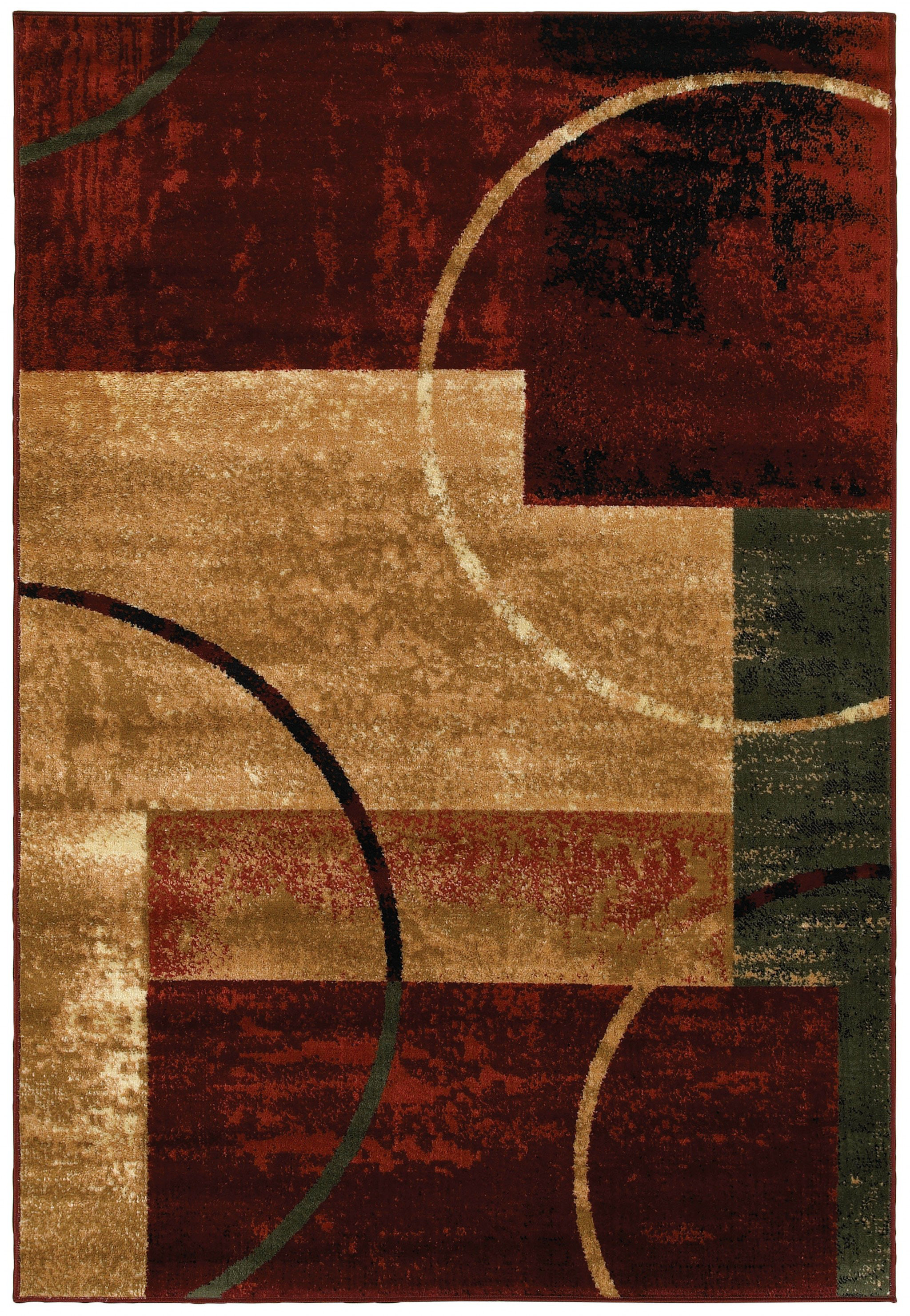 Orren Ellis Red And Brown Geometric Area Rug | Wayfair
