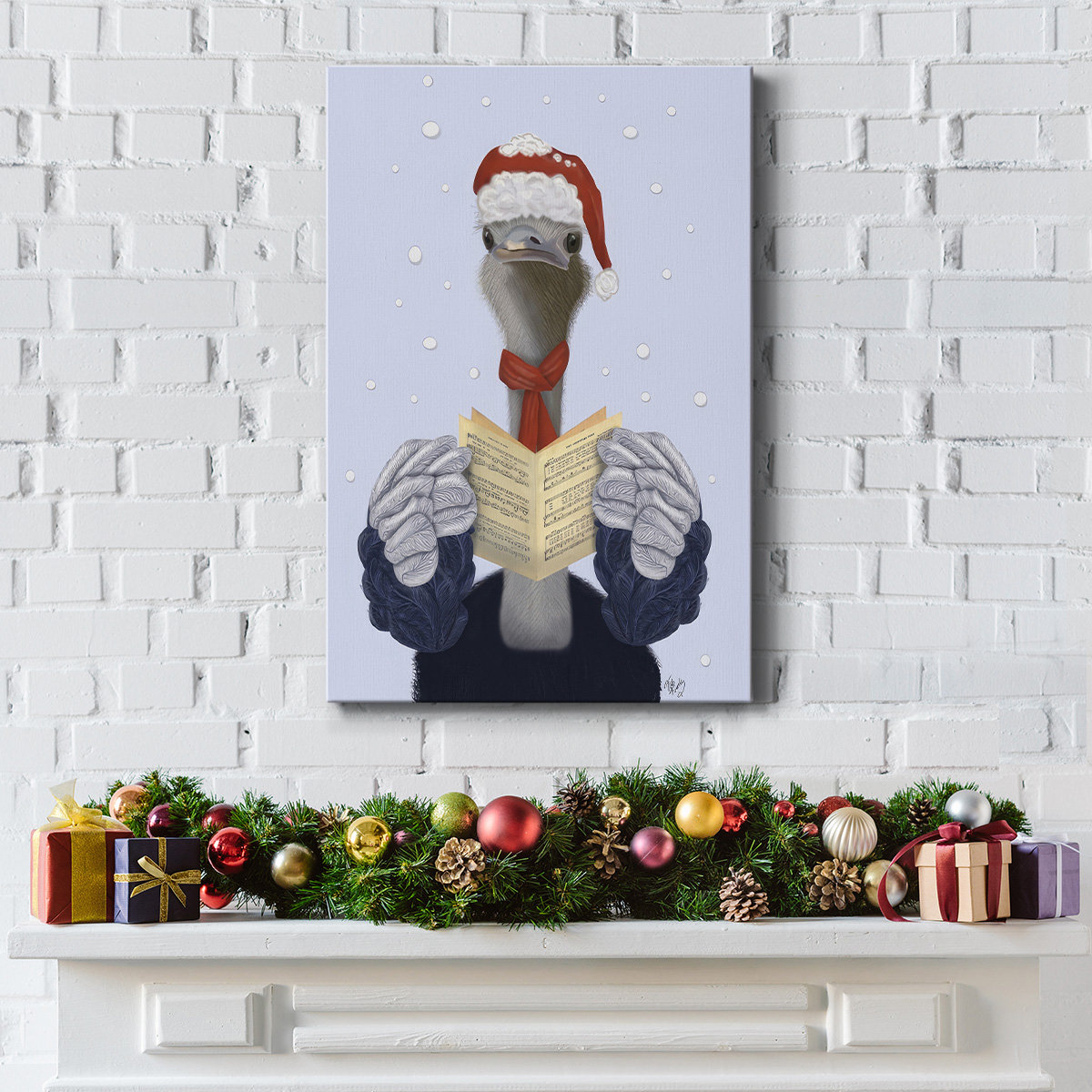 The Holiday Aisle® Ostrich, Carol Singing On Canvas Print | Wayfair