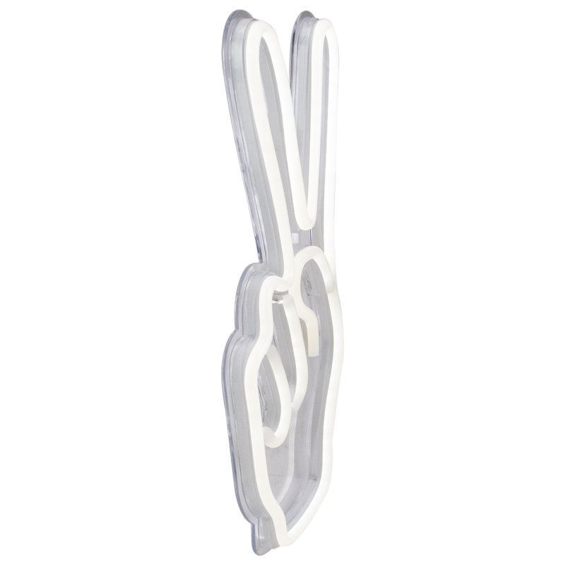 Northlight Seasonal 15" Bright White Neon Style Peace Fingers LED ...