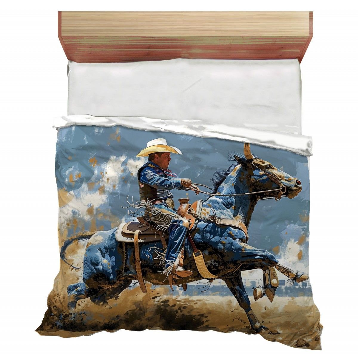 VisionDecor Rodeo Bedding Sports Comforter Cowboy Action_12369 | Wayfair