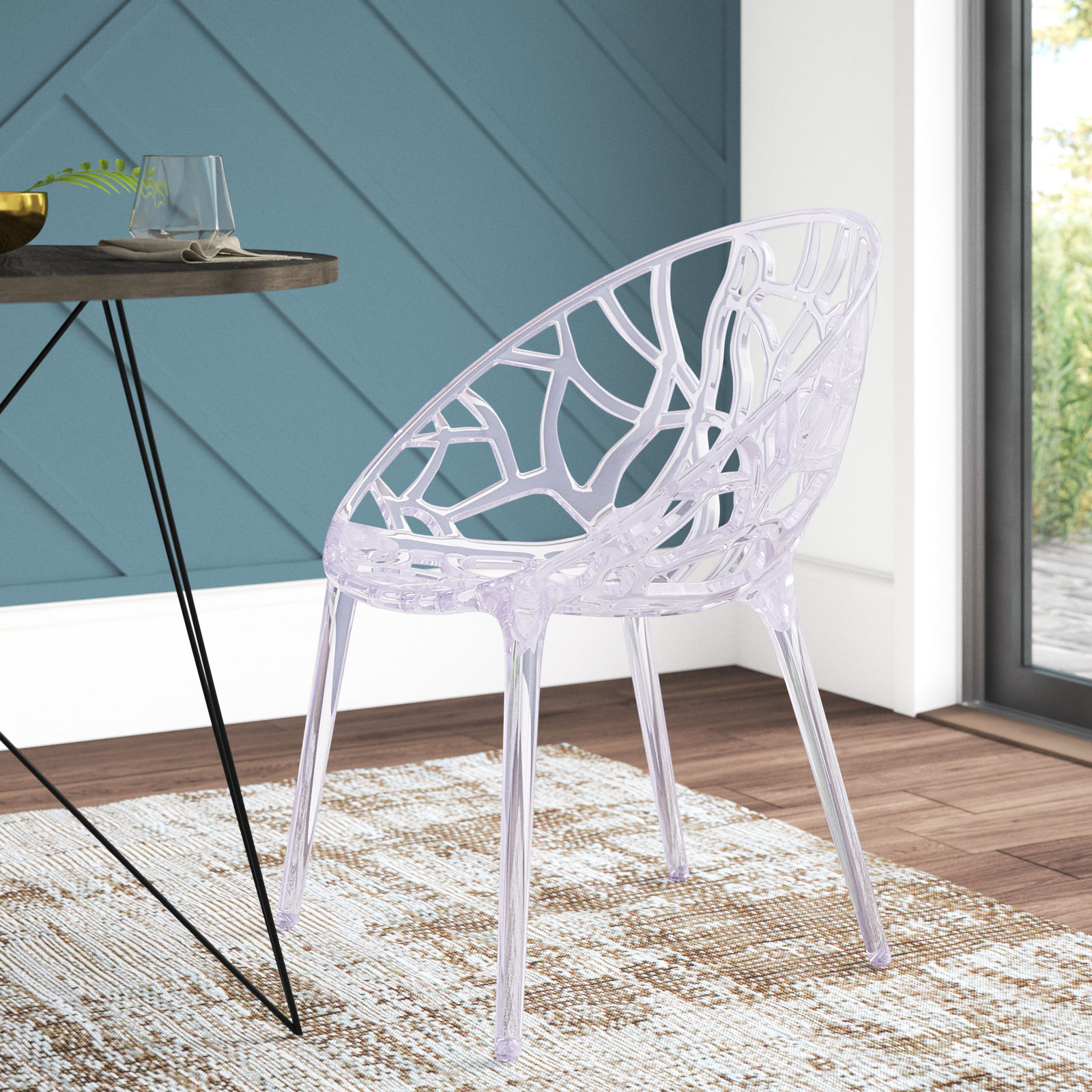 Wade Logan Helskdg Transparent Oval Shaped Stacking Side Chair with ...