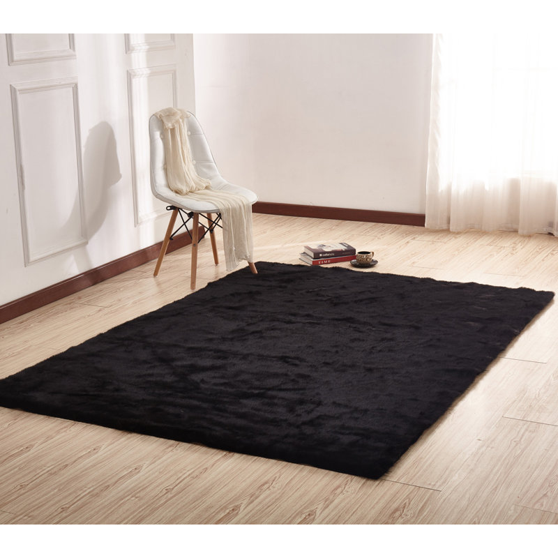 Everly Quinn Flatweave Black Area Rug | Wayfair