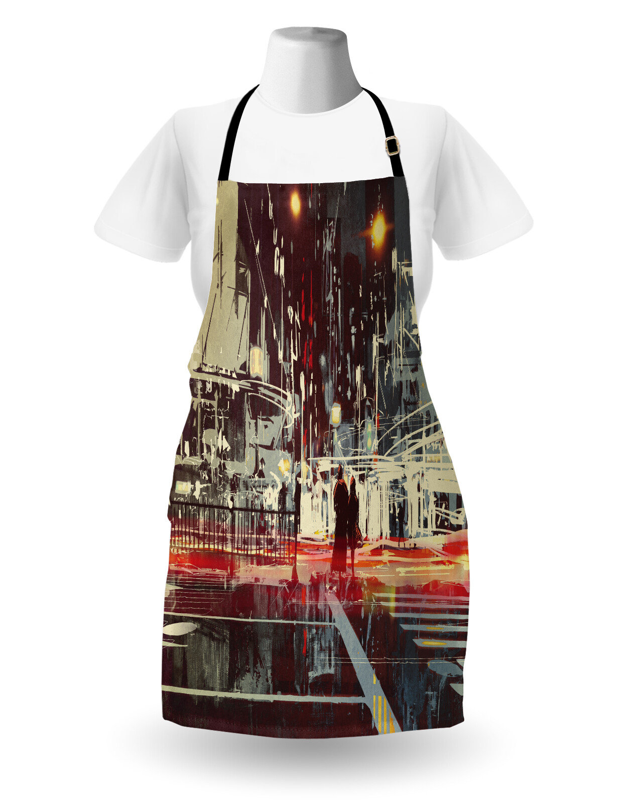 East Urban Home Modern Apron Unisex, Gloomy City Streets, Adult Size ...
