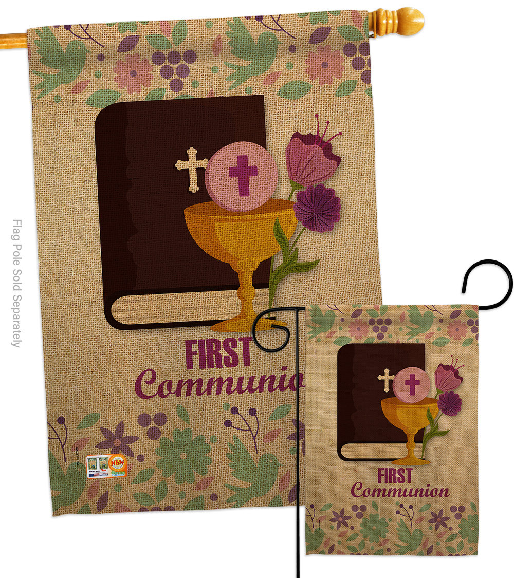 Breeze Decor First Communion 2-Sided Polyester Flag Set | Wayfair