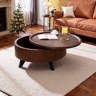 George Oliver 30.51 Inch Round Drum Coffee Table With Hidden Storage ...
