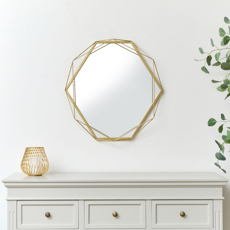 Fairmont Park Large Gold Hexagon Wire Framed Wall Mirror - 60Cm X 62Cm ...