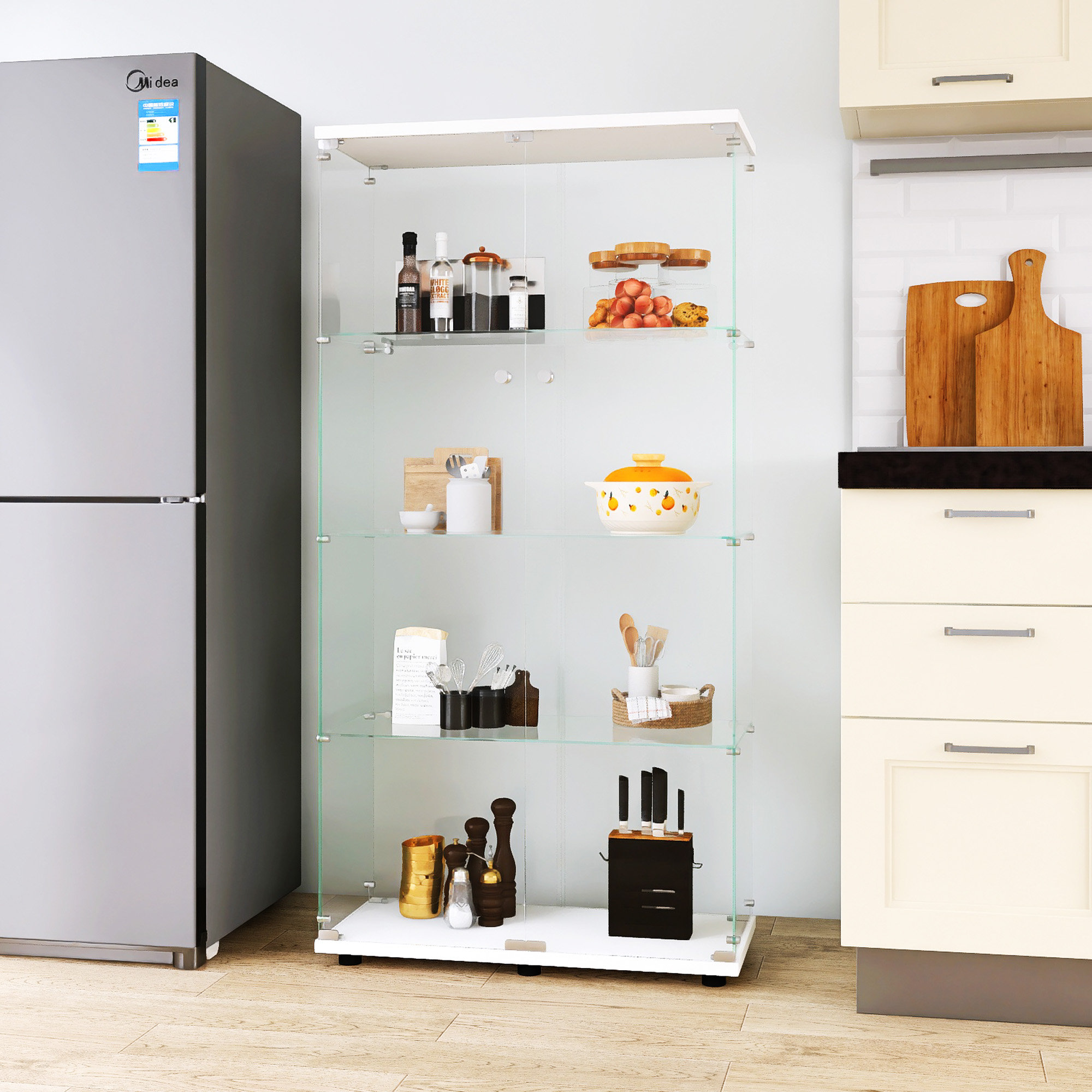 Brayden Studio® Two-Door Glass Display Cabinet 4 Shelves With Door ...