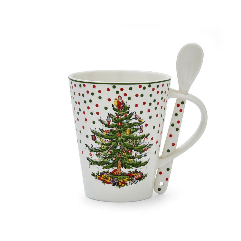 Spode Christmas Tree Polka Dot Mug & Spoon Set 14Oz & Reviews | Wayfair