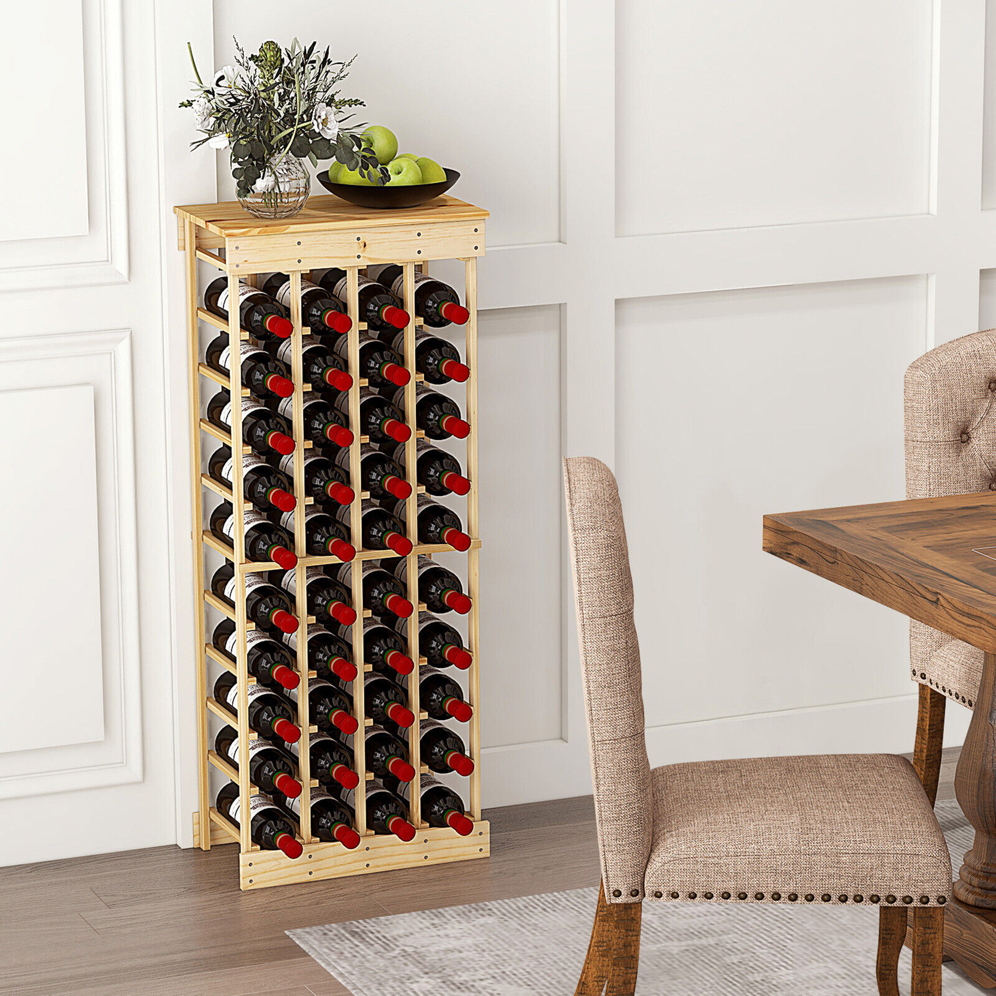 Winston Porter 40 Bottles Modular Wine Rack Wood Stackable Storage ...