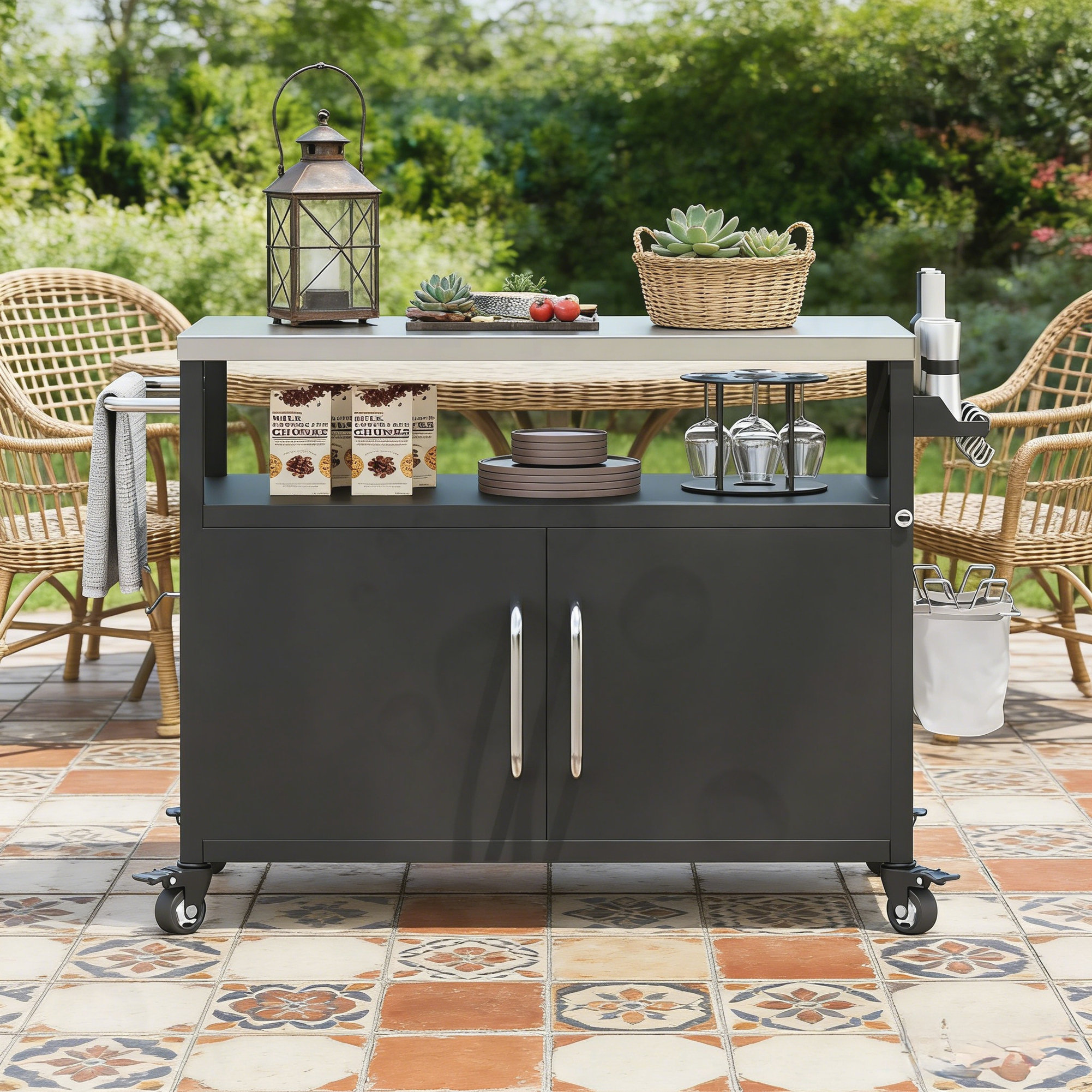 Latitude Run® Kitchen Island with Stainless Steel Tabletop - Wayfair Canada