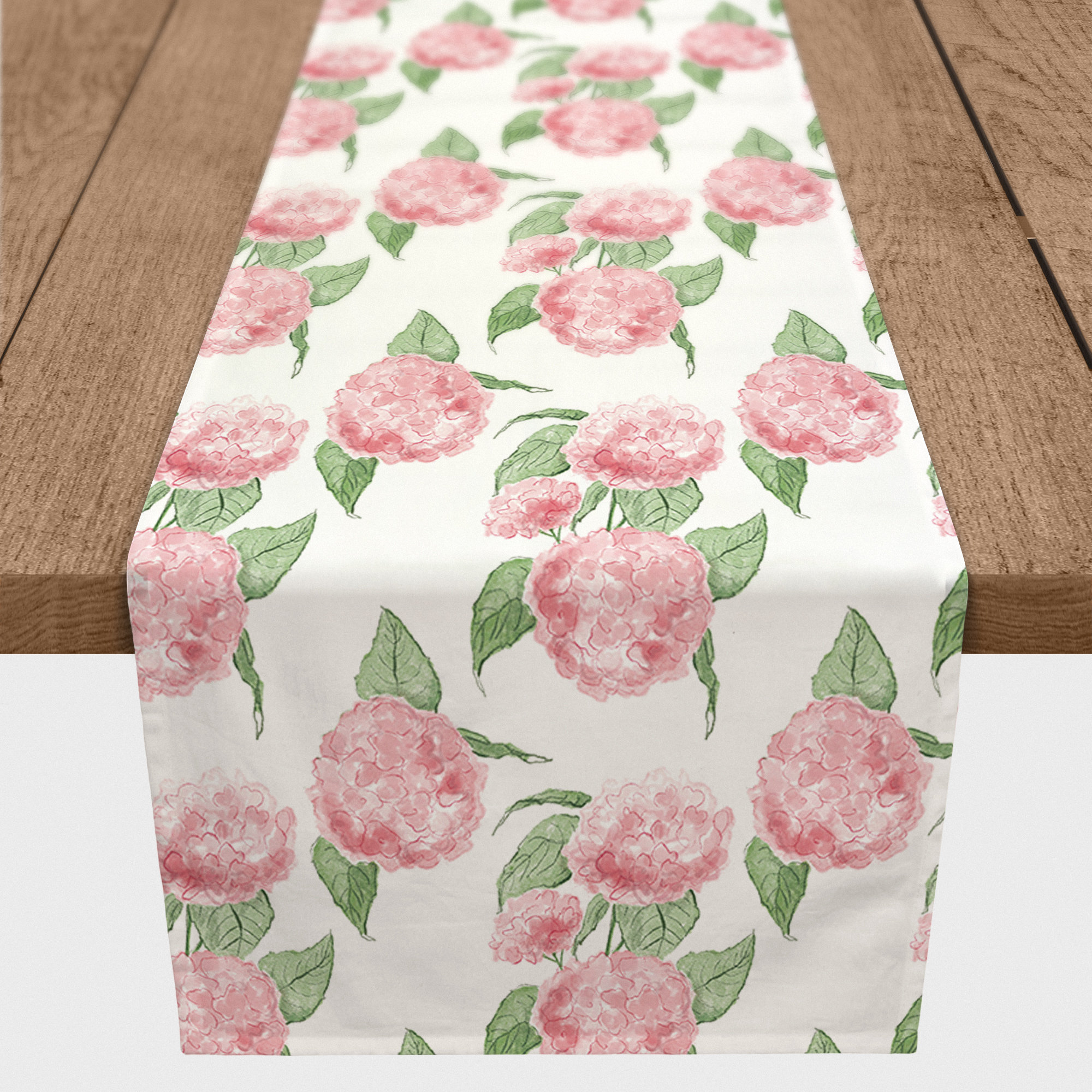 Red Barrel Studio® Pink Hydrangea Pattern Table Runner | Wayfair