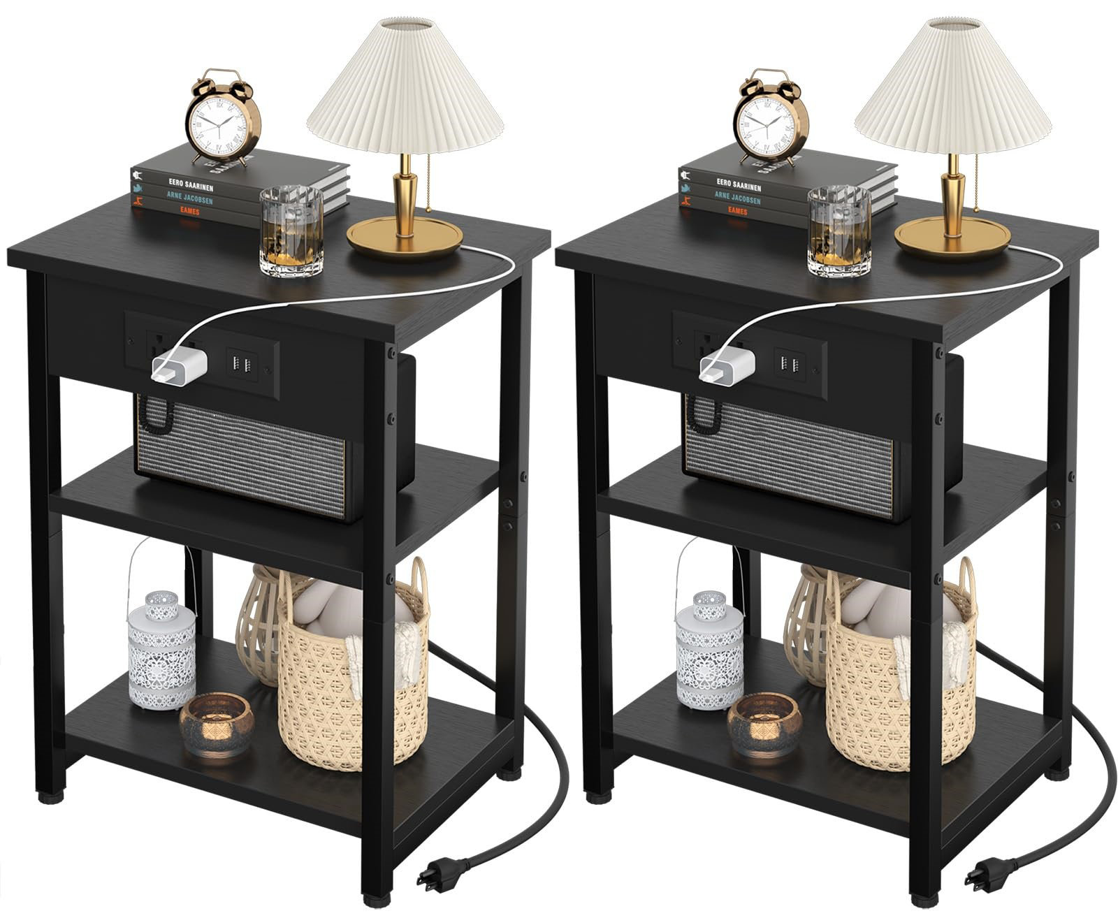 MASMIO End Tables Set of 2 with Charging Station USB Ports - Wayfair Canada